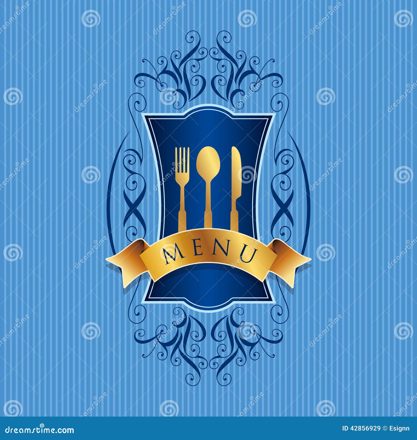 Template for Menu Card with Cutlery Stock Vector - Illustration of ...