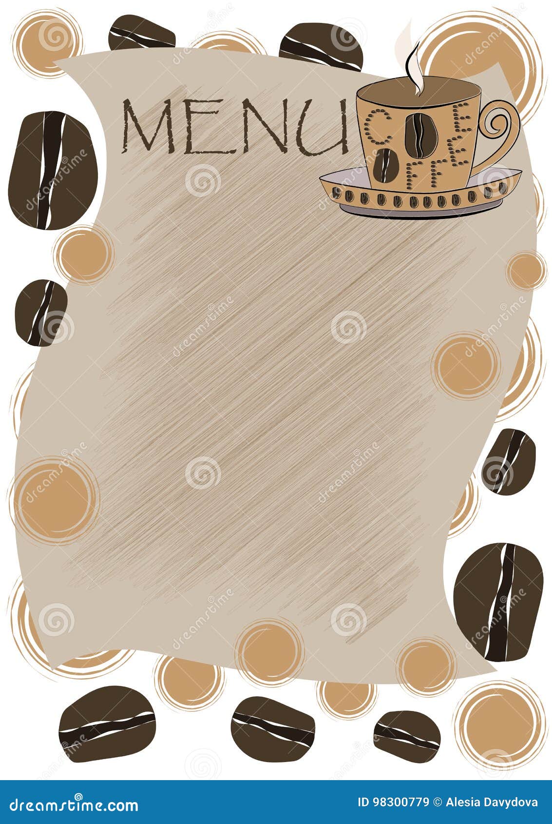 Template Menu for a Coffee House.Crack on a Leaf Background and Coffee ...