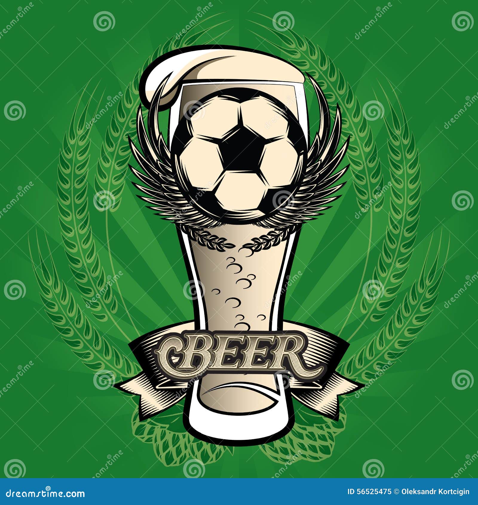 Template for Menu with a Glass of Beer, Ball, Wings Stock Vector ...