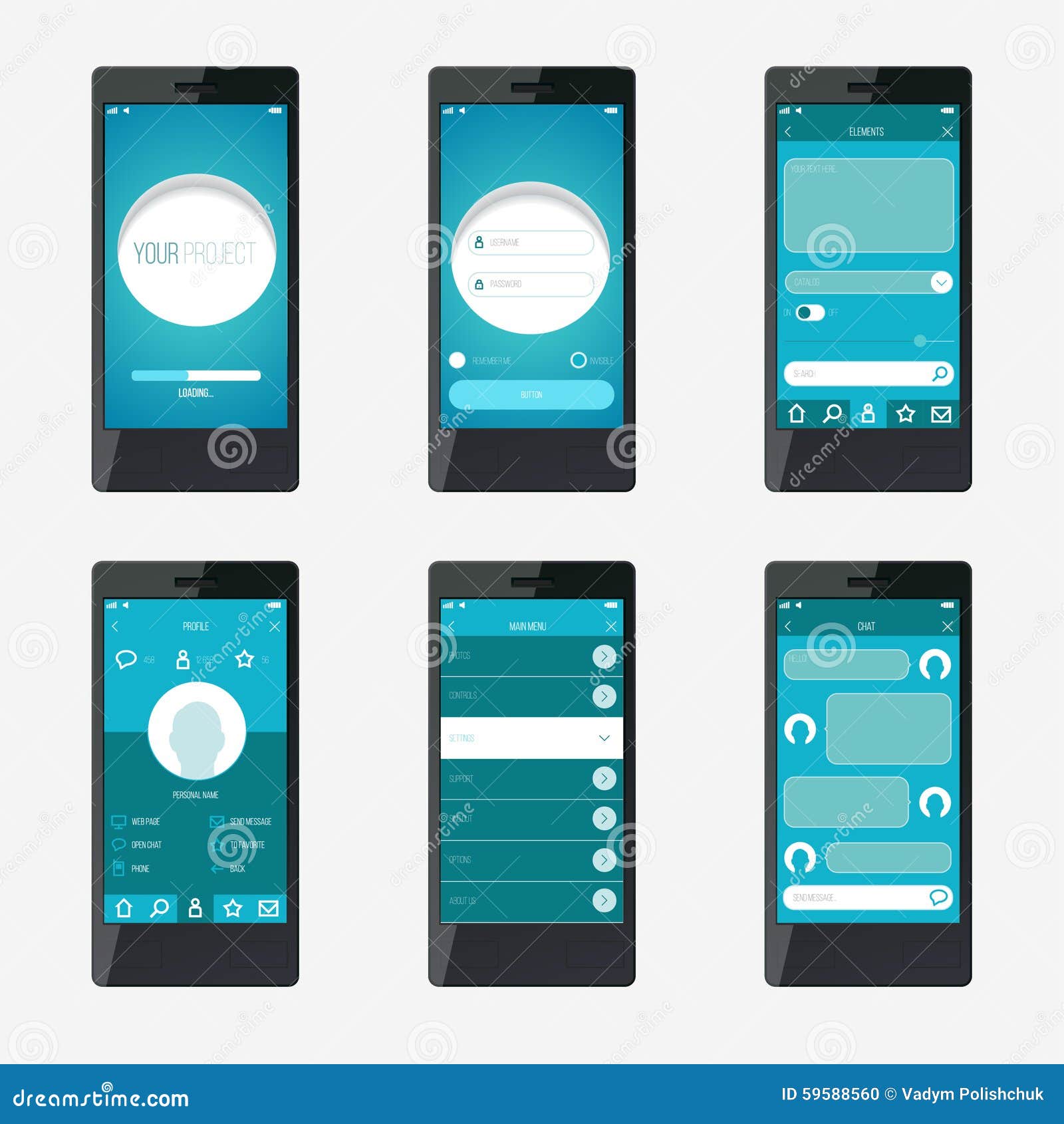 Template Mobile Application Interface Design. Stock Vector ...