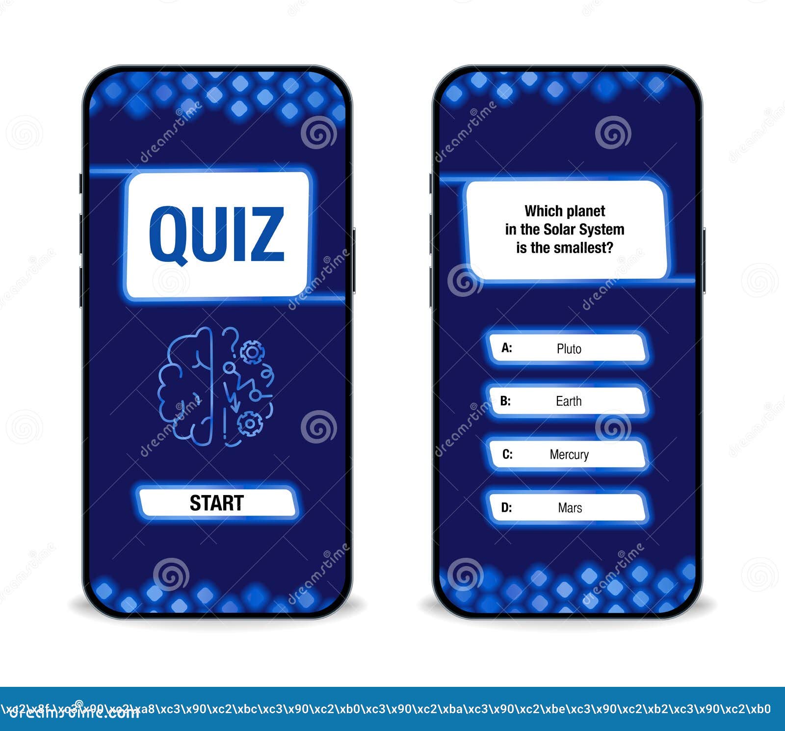 The Template of the Mobile Application Interface for the Quiz on a Dark ...