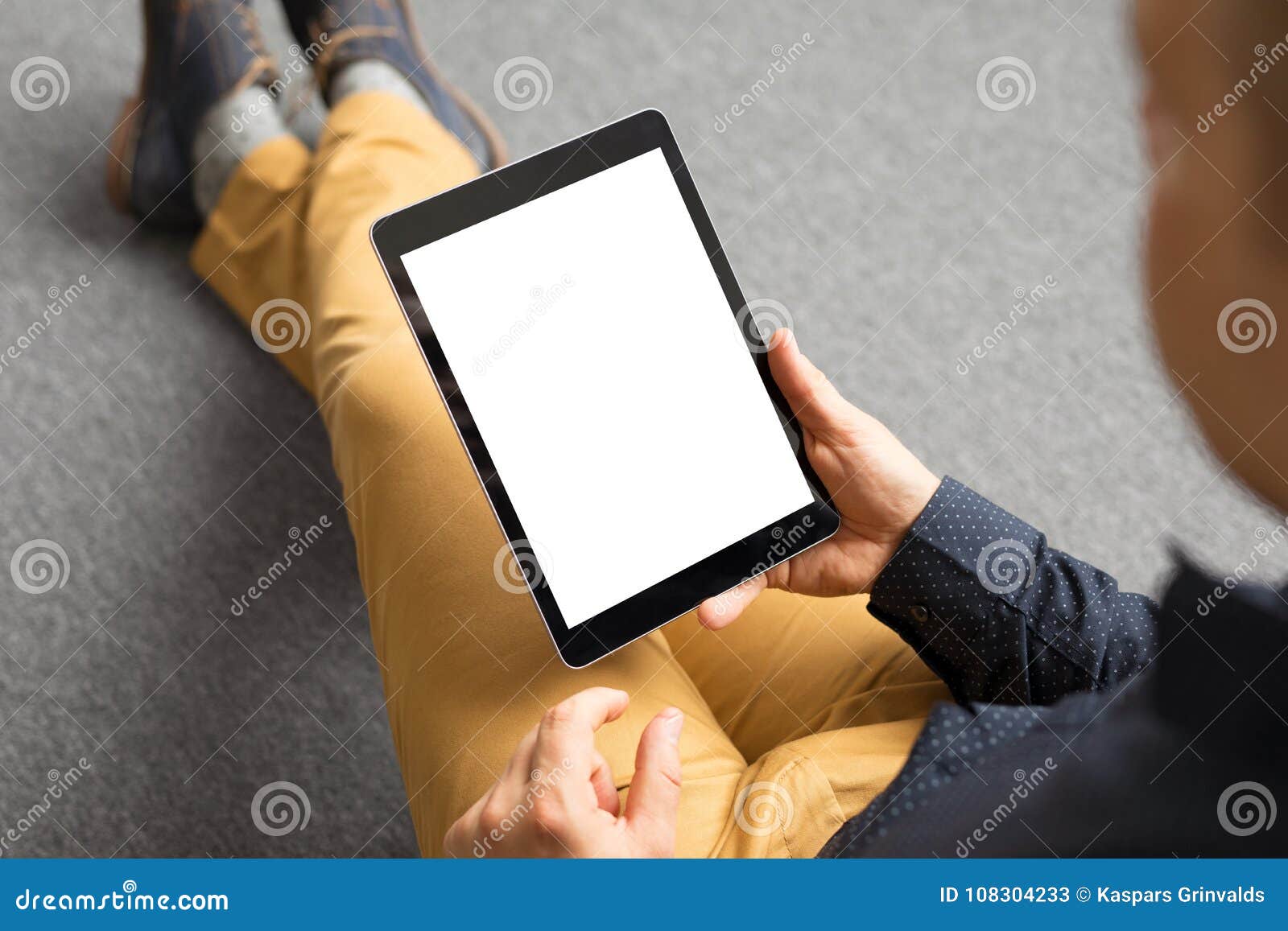 Template and Mockup for Tablet App Design, Vertical Screen Orientation ...