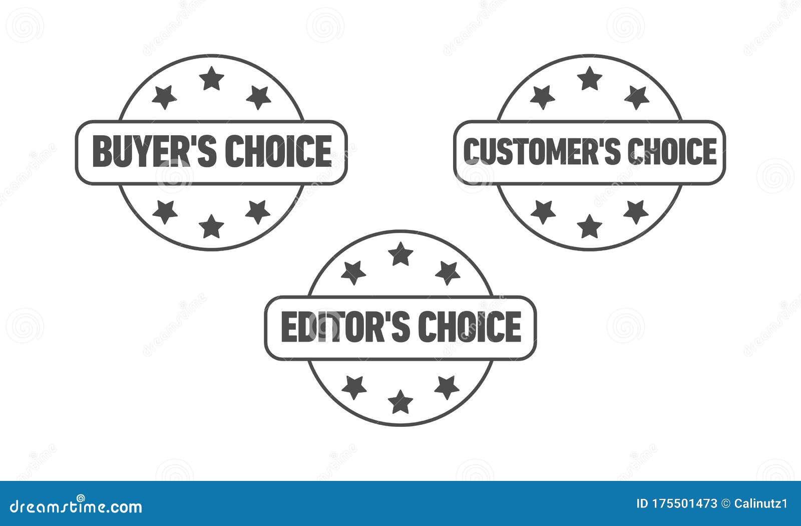 Set of Three Vector Badges - Editors Choice, Customers Choice, Buyers ...