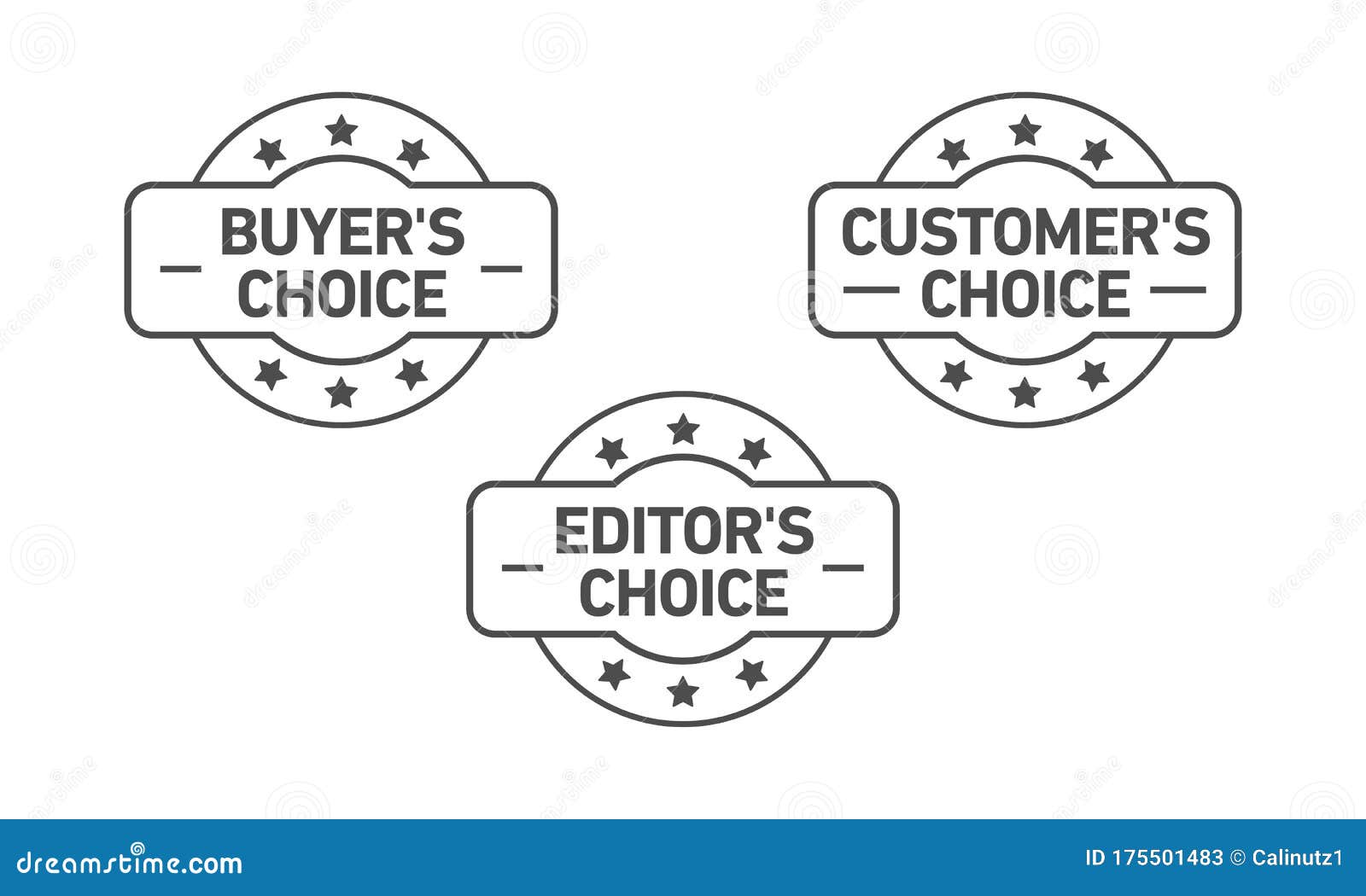 Set of Three Vector Badges - Editors Choice, Customers Choice, Buyers ...