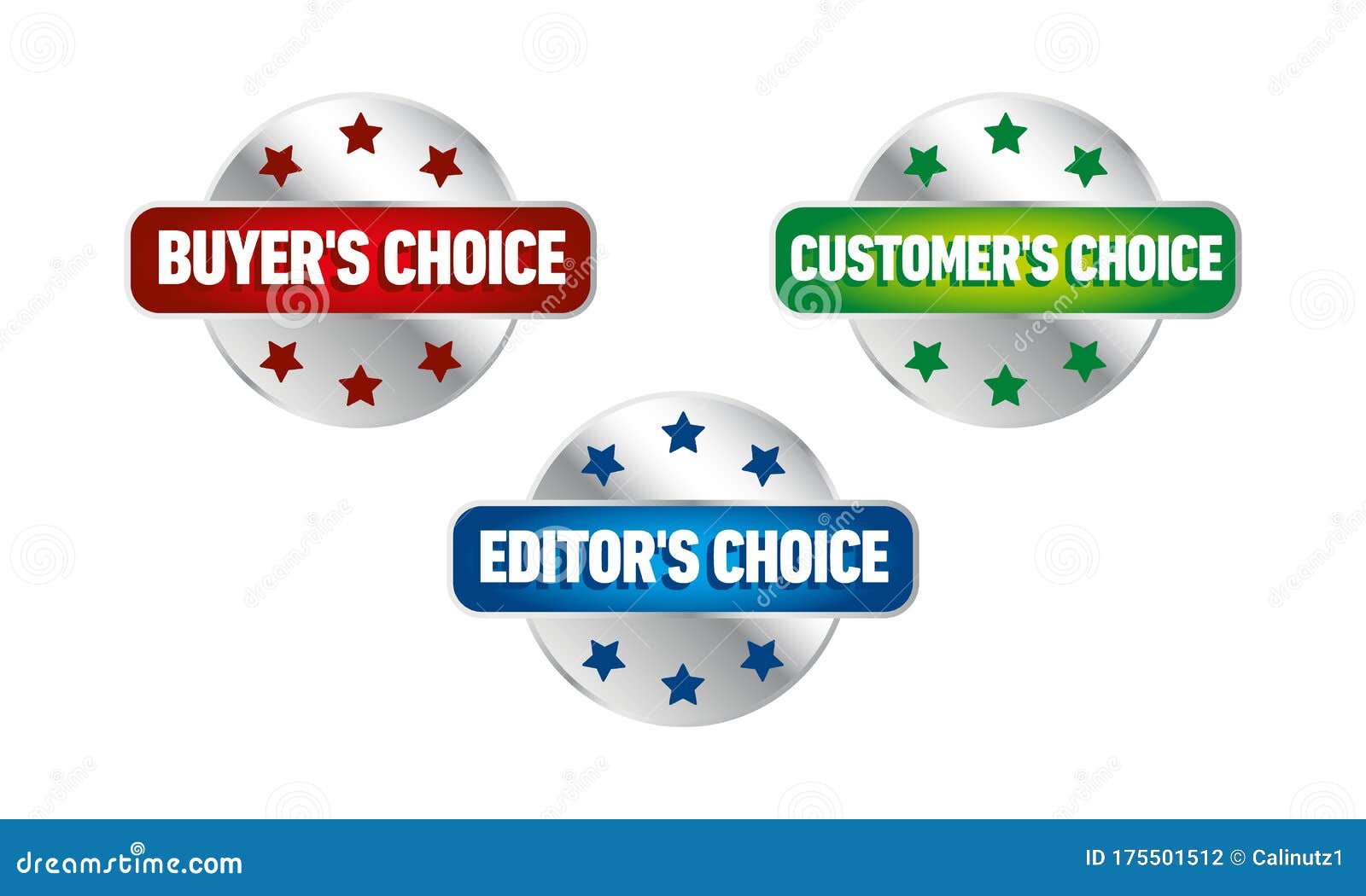 Set of Three Vector Badges - Editors Choice, Customers Choice, Buyers ...