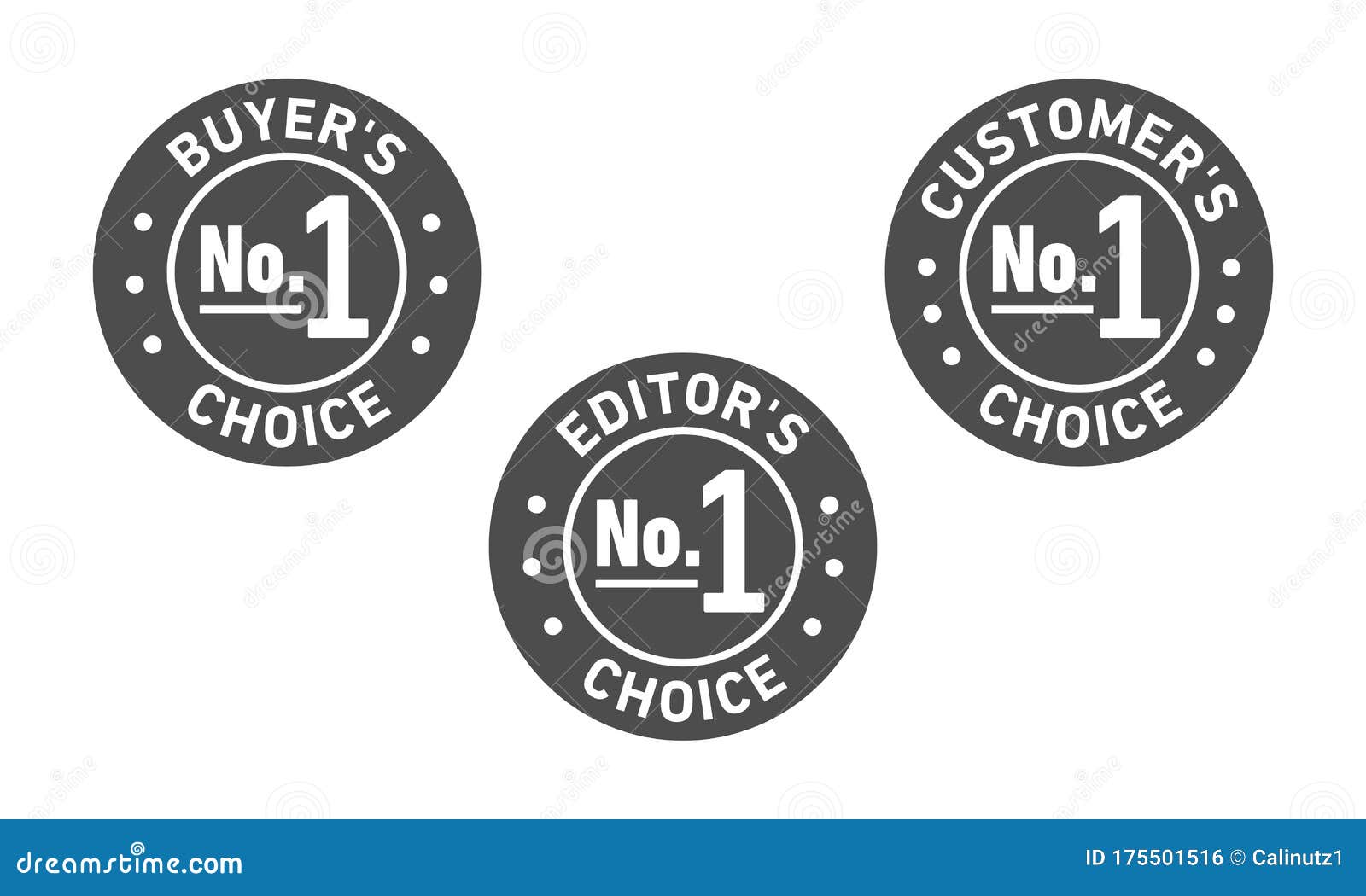 Set of Three Vector Badges - Editors Choice, Customers Choice, Buyers ...