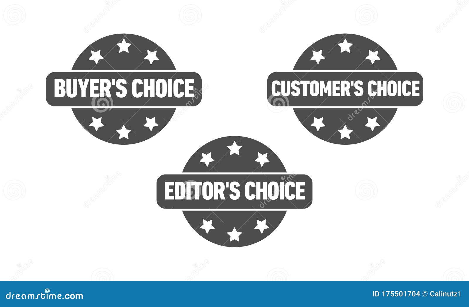 Set of Three Vector Badges - Editors Choice, Customers Choice, Buyers ...