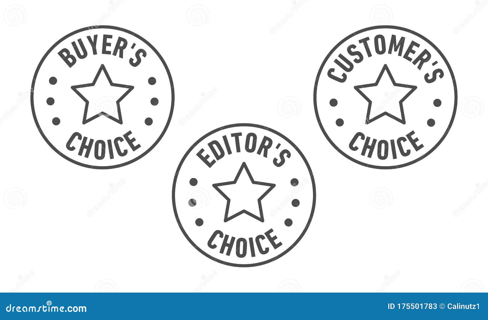 Set of Three Vector Badges - Editors Choice, Customers Choice, Buyers ...