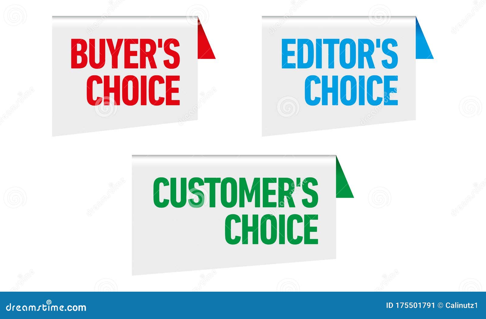 Set of Three Vector Badges - Editors Choice, Customers Choice, Buyers ...