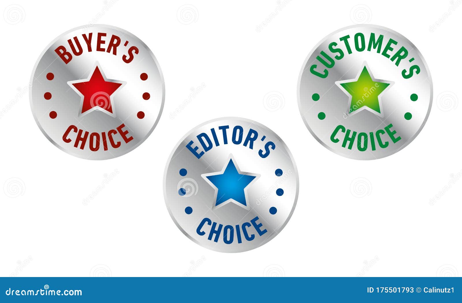 Set of Three Vector Badges - Editors Choice, Customers Choice, Buyers ...