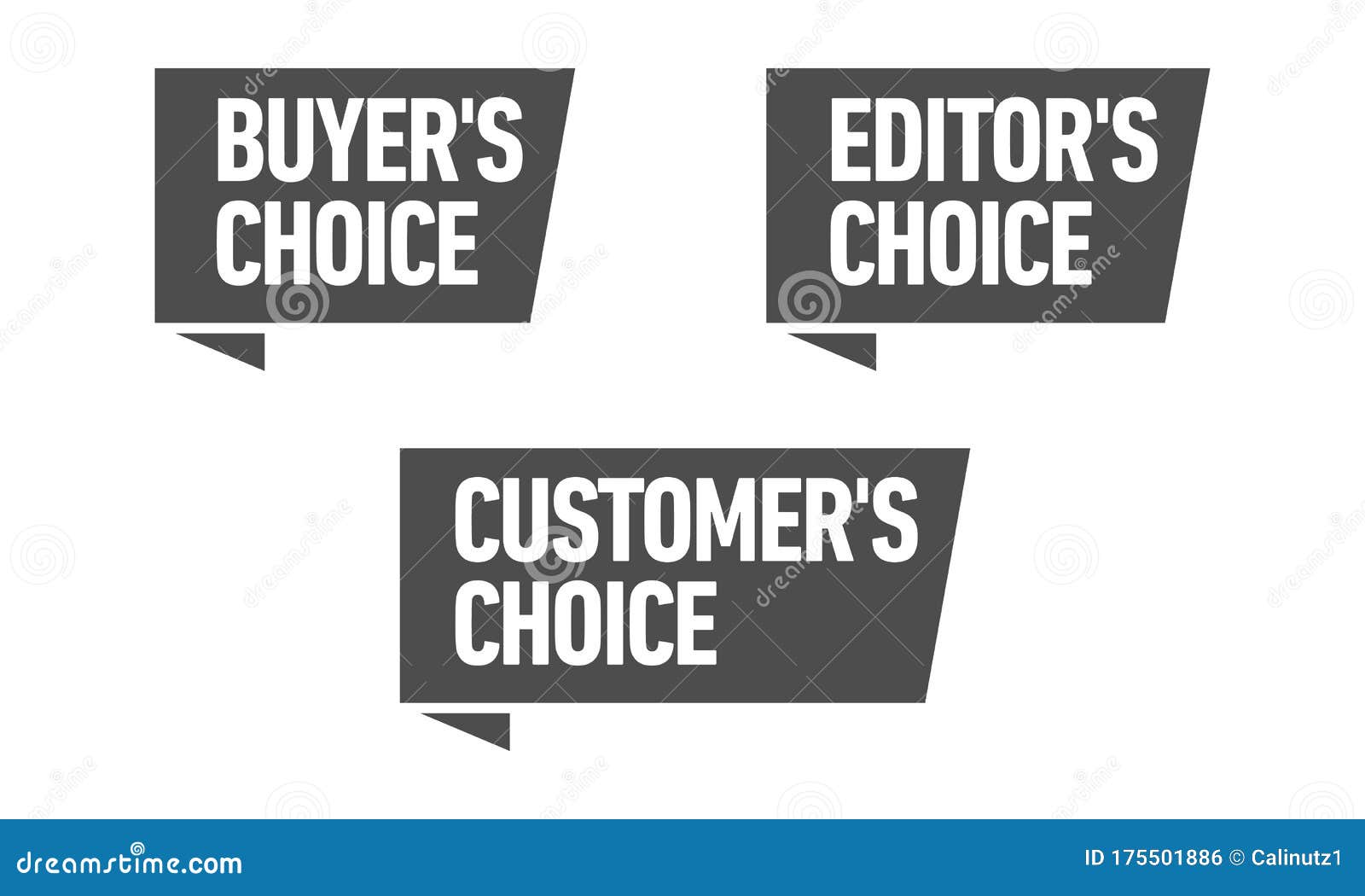 Set of Three Vector Badges - Editors Choice, Customers Choice, Buyers ...