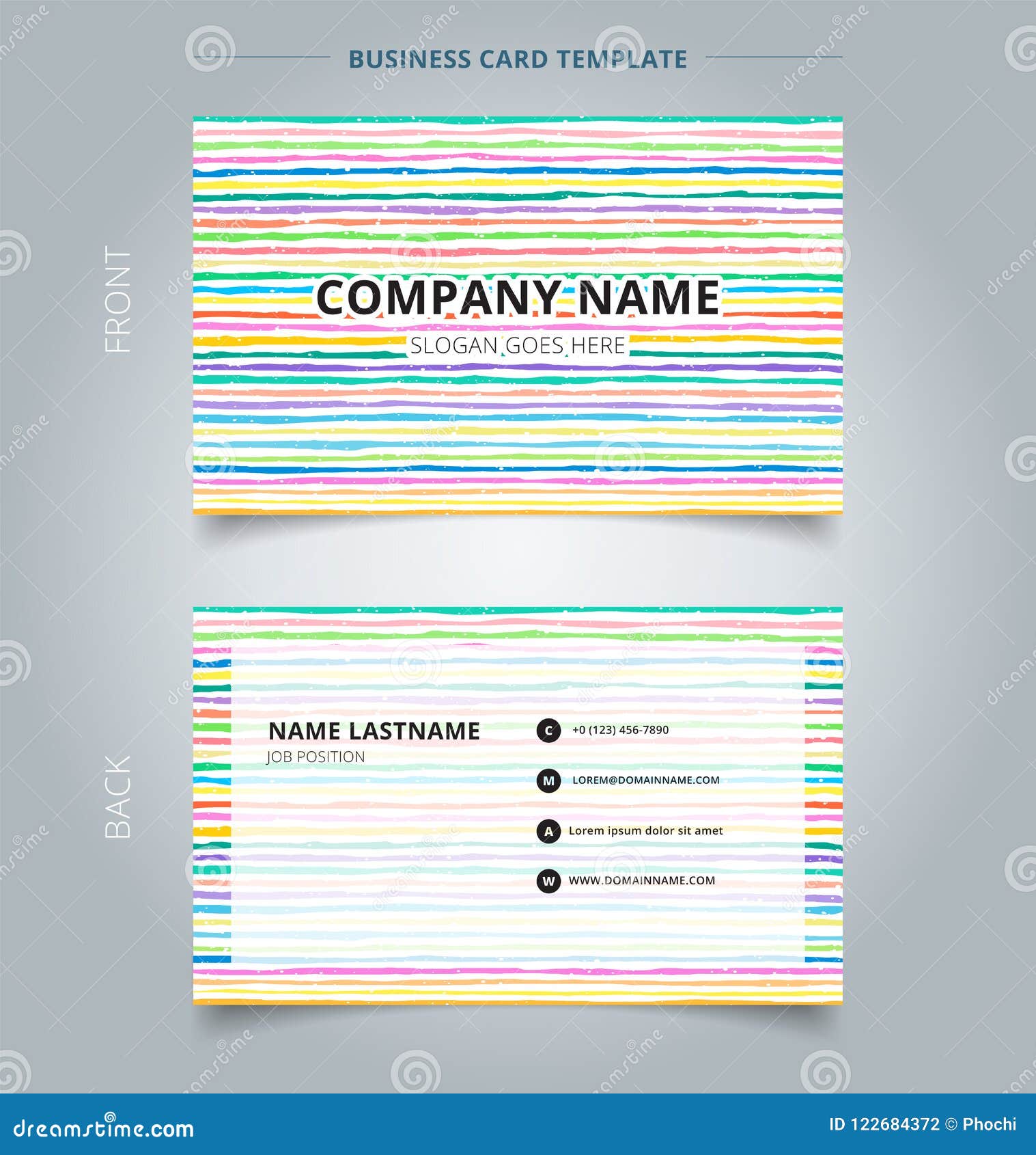 Template Name Card Hand Draw Horizontal Pattern Pastel Color Background ...