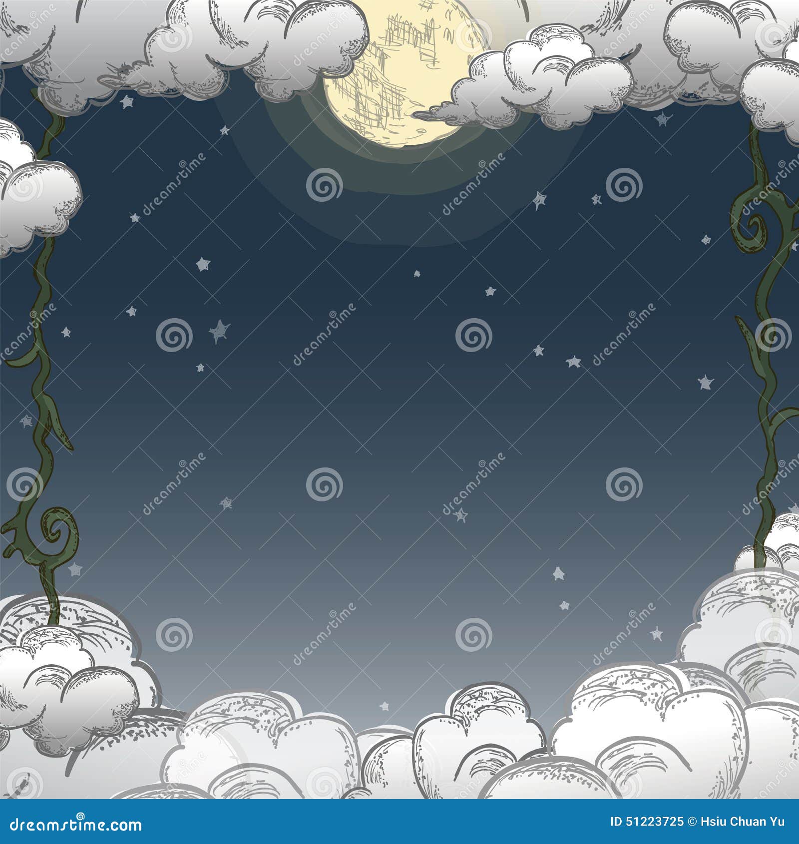 Template of Night Time Weather Frame. Stock Vector - Illustration of ...