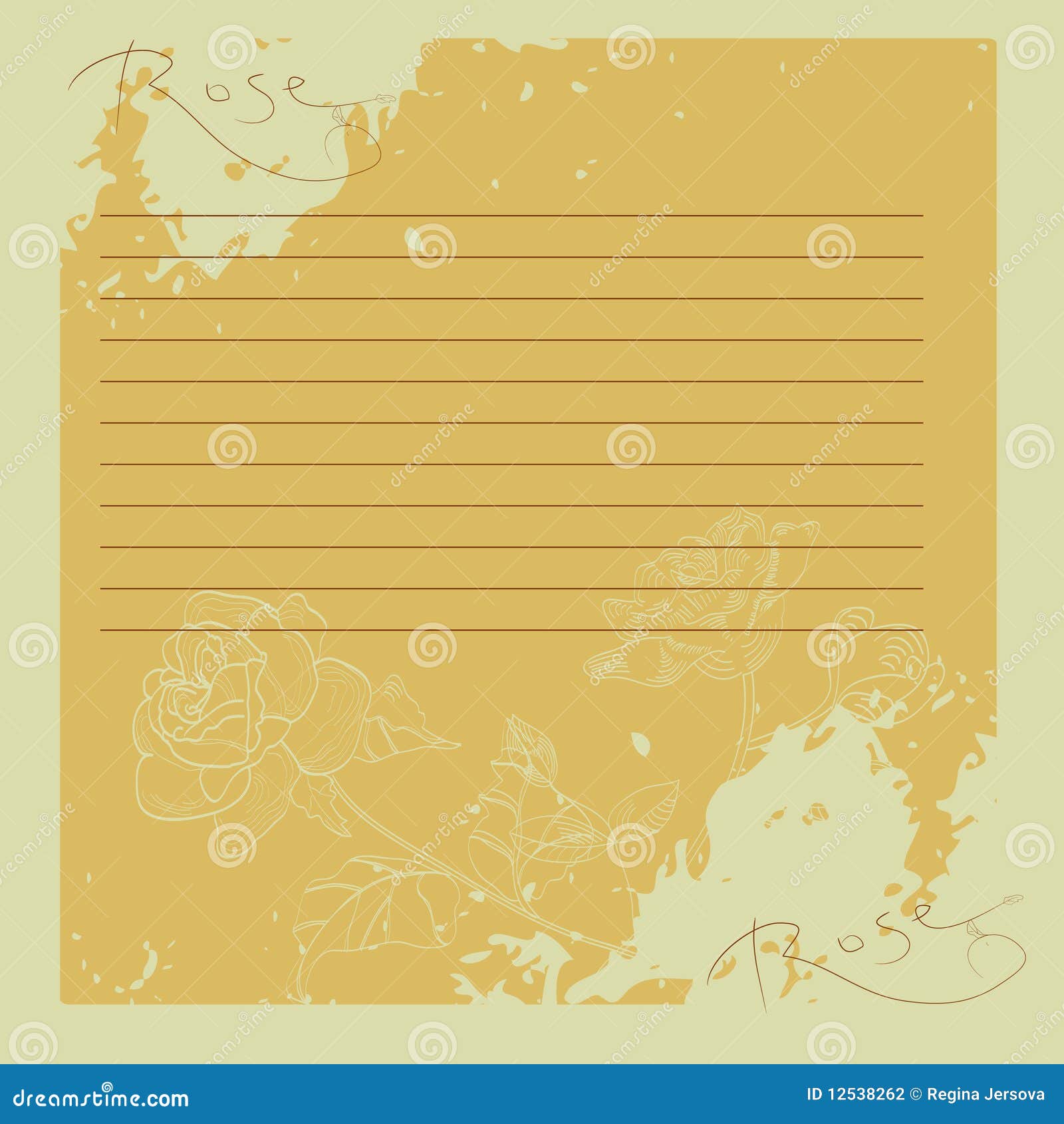 Template for note paper stock vector. Illustration of flower - 12538262