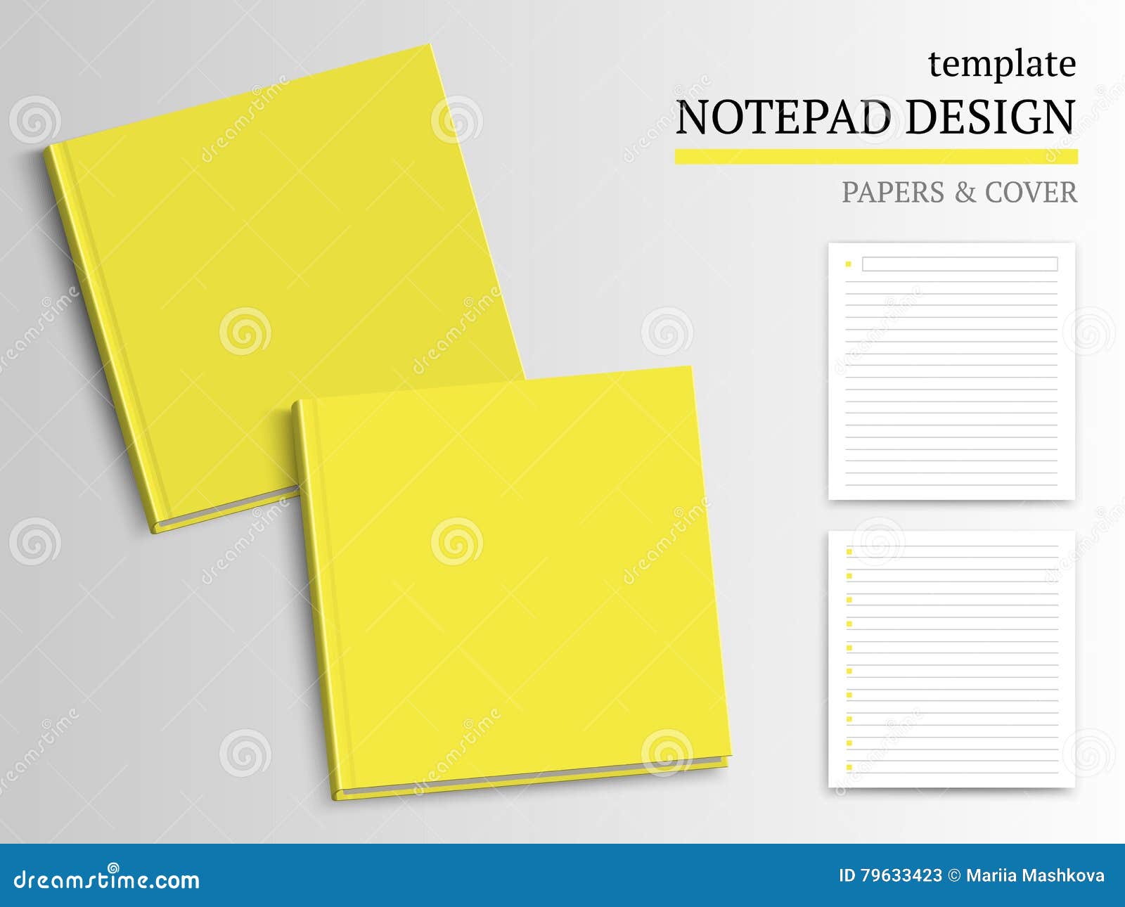 Template of Notebook Cover and Papers. Stock Vector - Illustration of ...