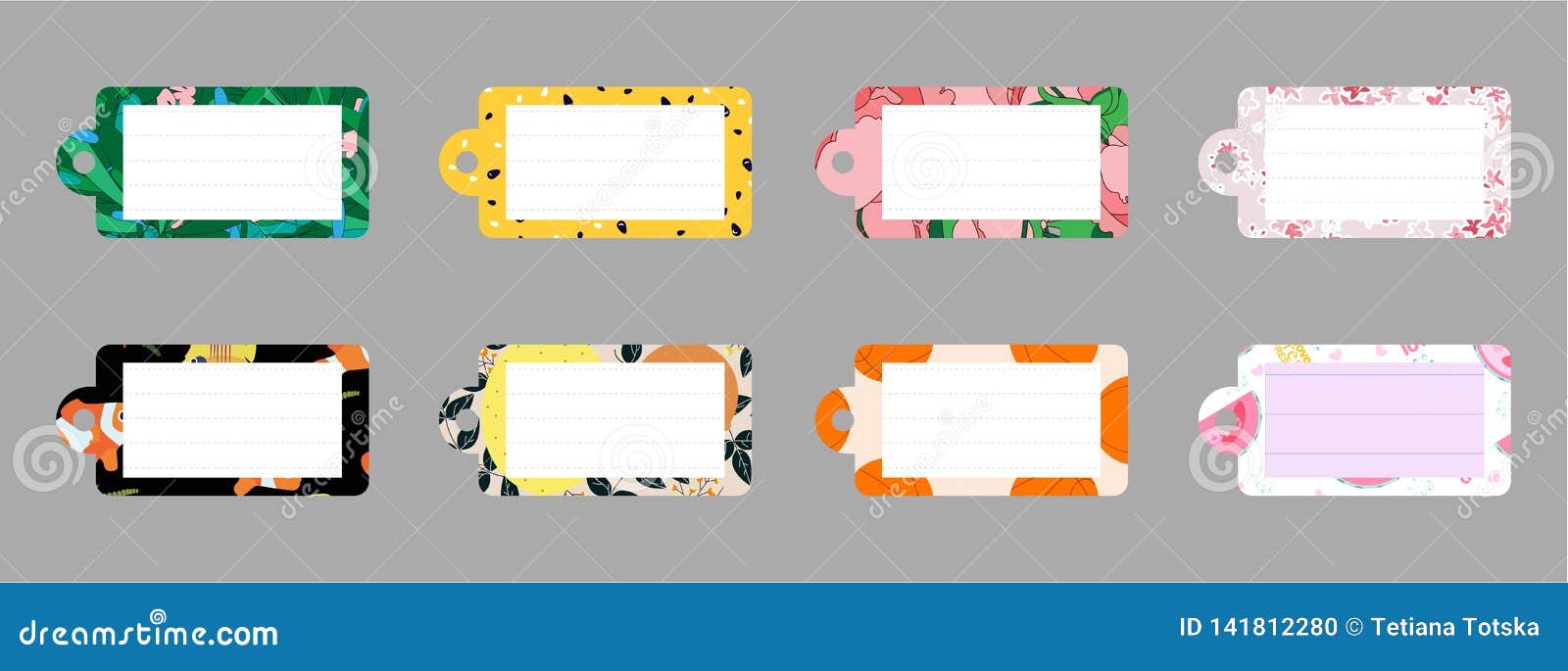 Cute Design Elements. Collection of Various Note Papers. Flat Style ...