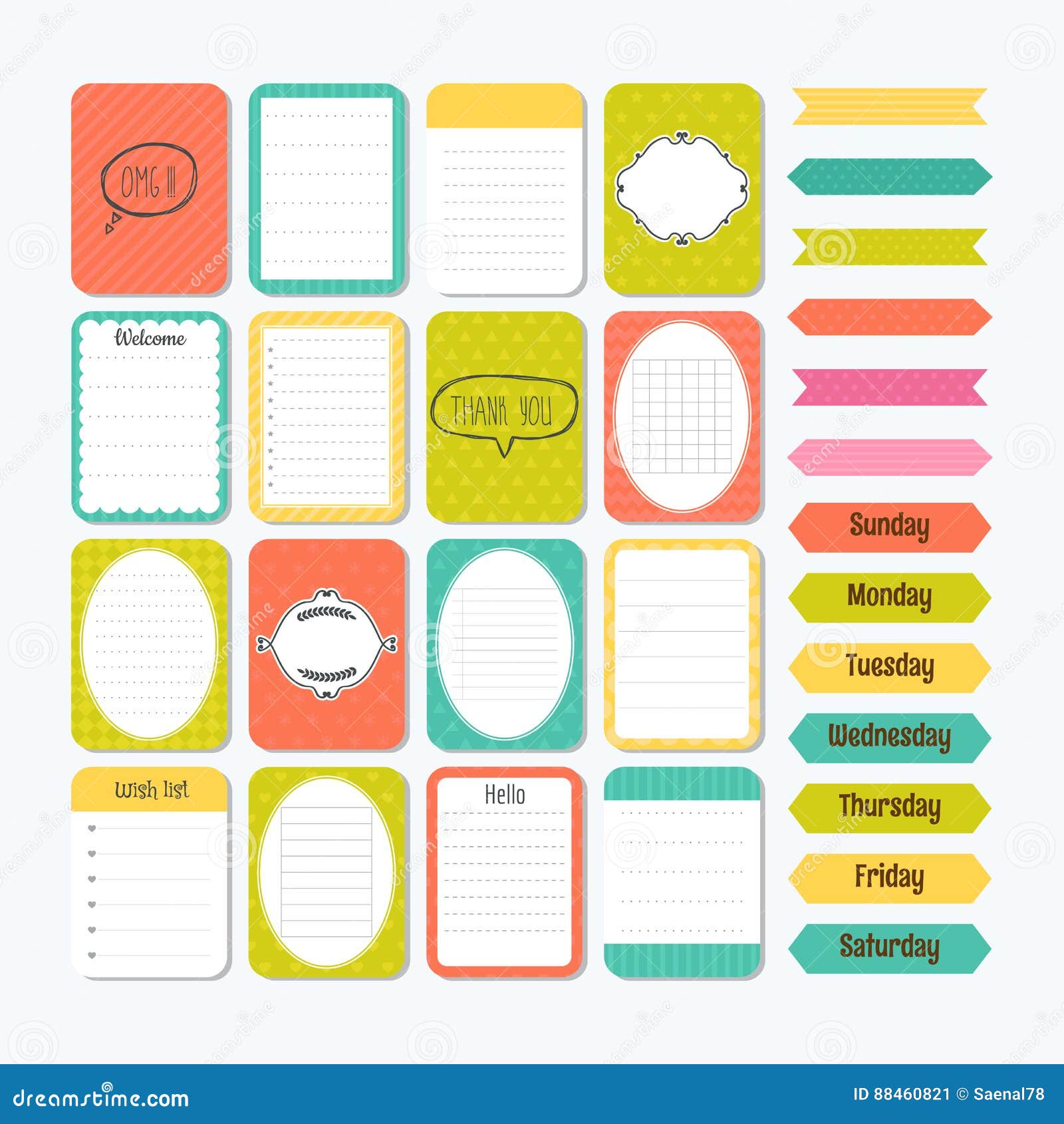 Template for Notebooks. Cute Design Elements in Flat Style Stock Vector ...