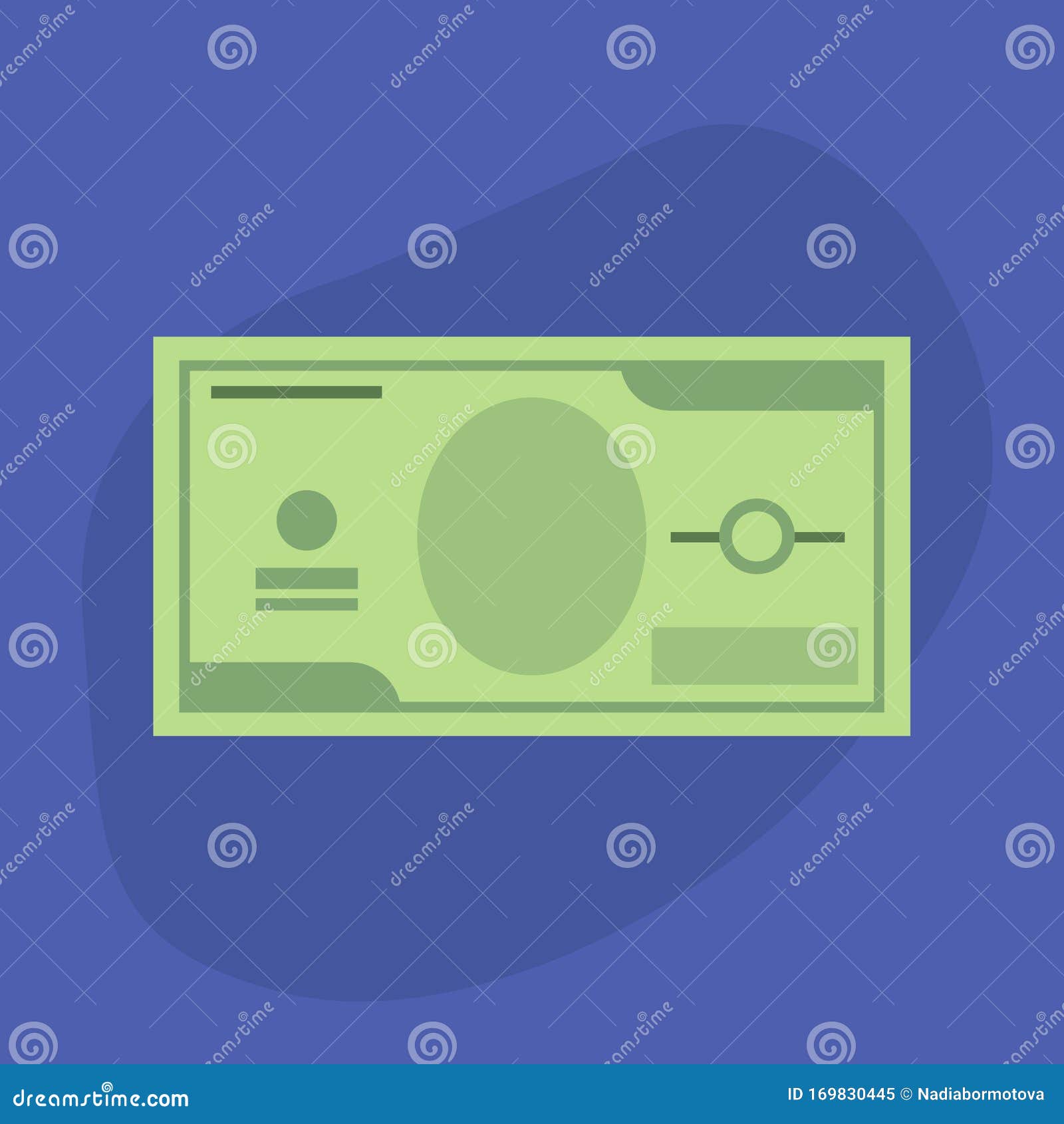 A Template of a Paper Banknote, Isolated Mock Up of Money, Flat Vector ...
