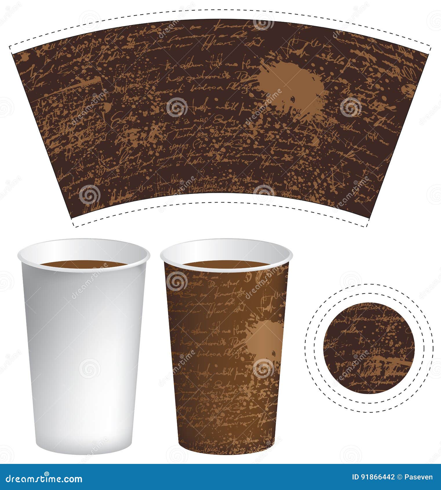 Template Paper Cup with the Texture of Manuscript Stock Vector ...