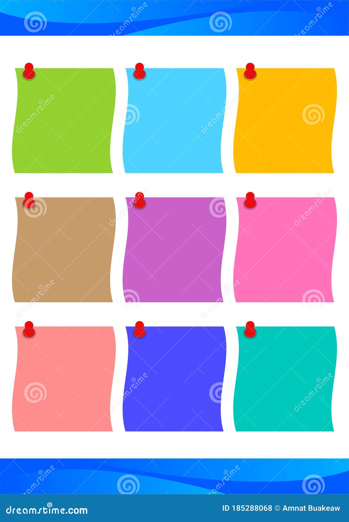 Template A4 with Paper Note Colorful for Message, Paper Sheet Post ...