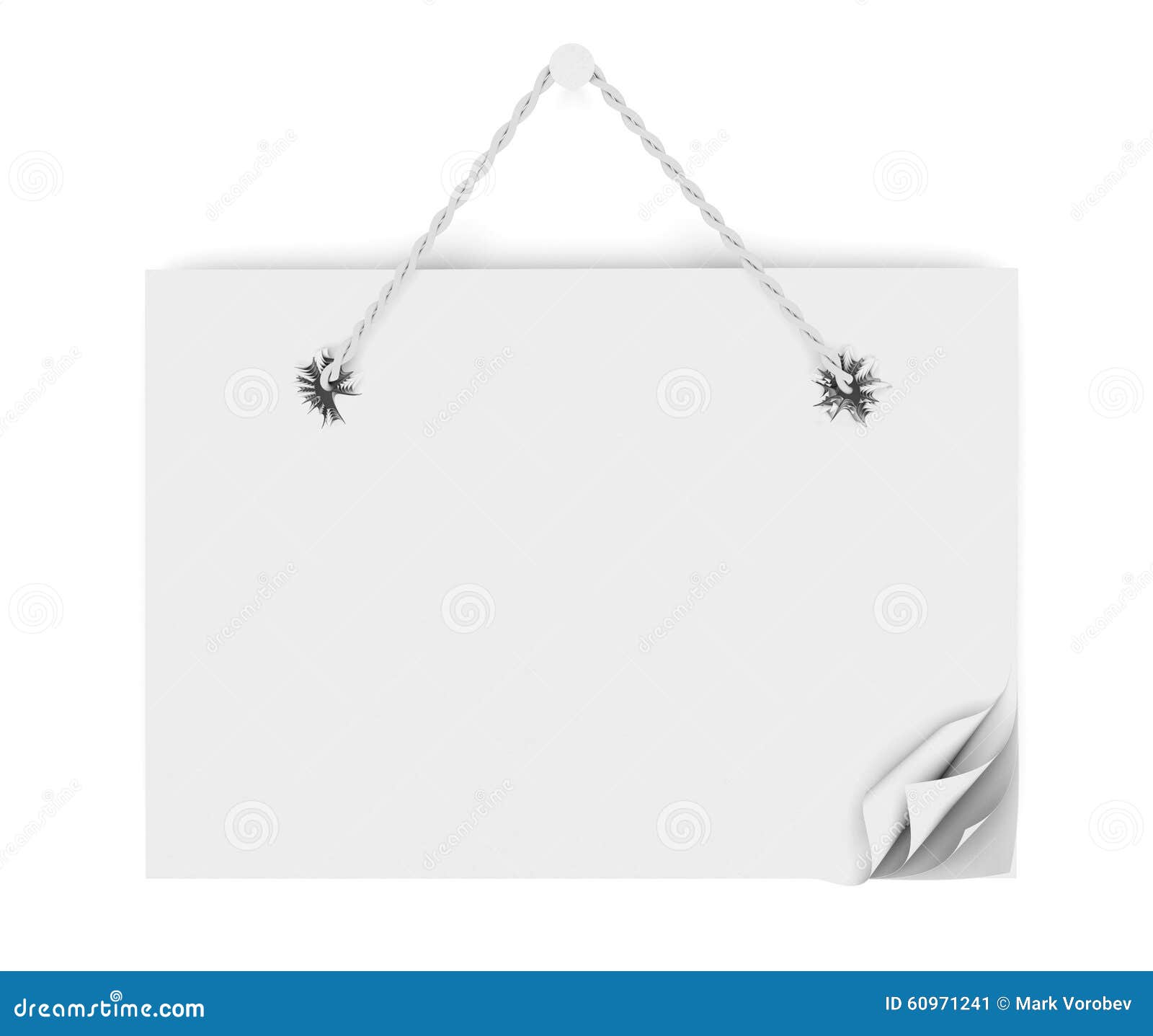 Template Paper Signs with Rope. 3d. Stock Illustration - Illustration ...