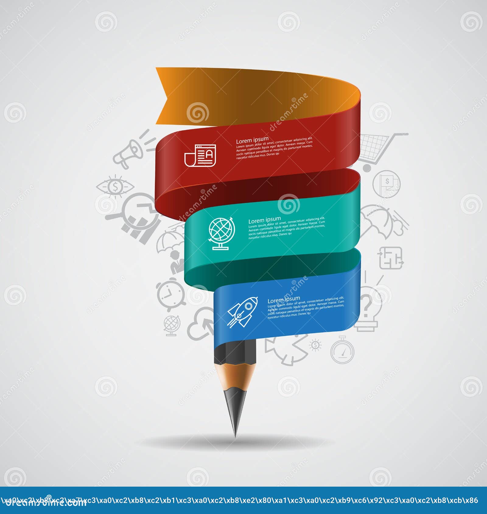 Template with Pencil Ribbon. Infographics Vector. Stock Vector ...