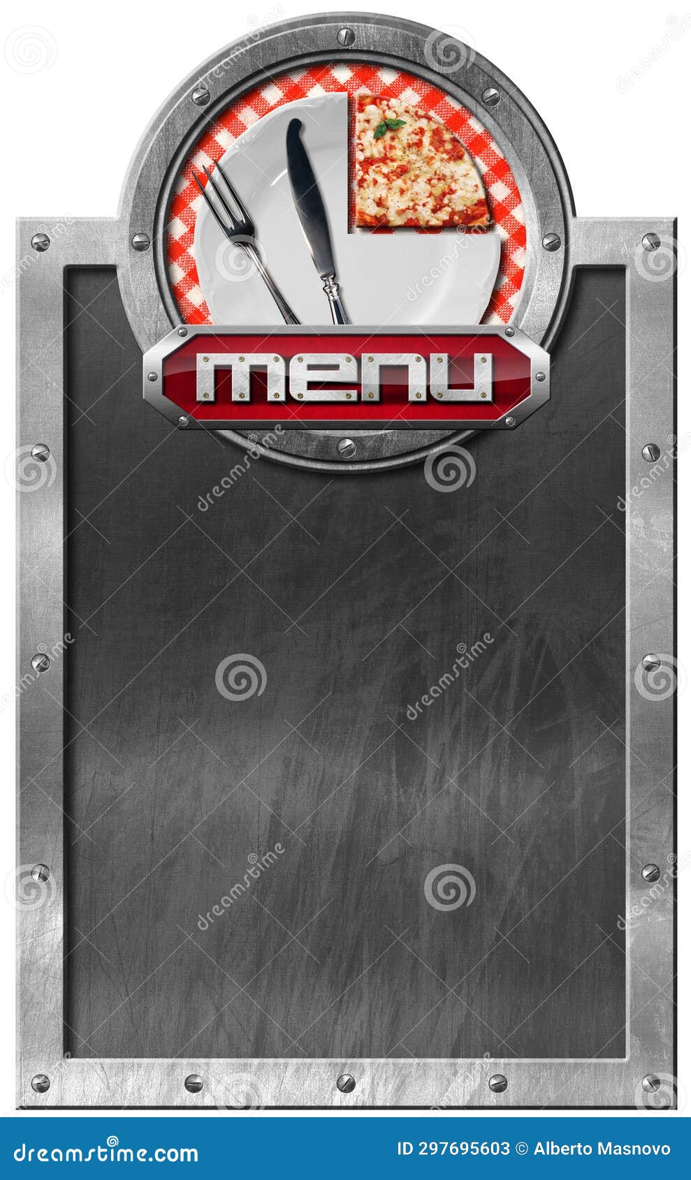 Template for a Pizza Menu with Empty Blackboard Isolated on White Stock ...