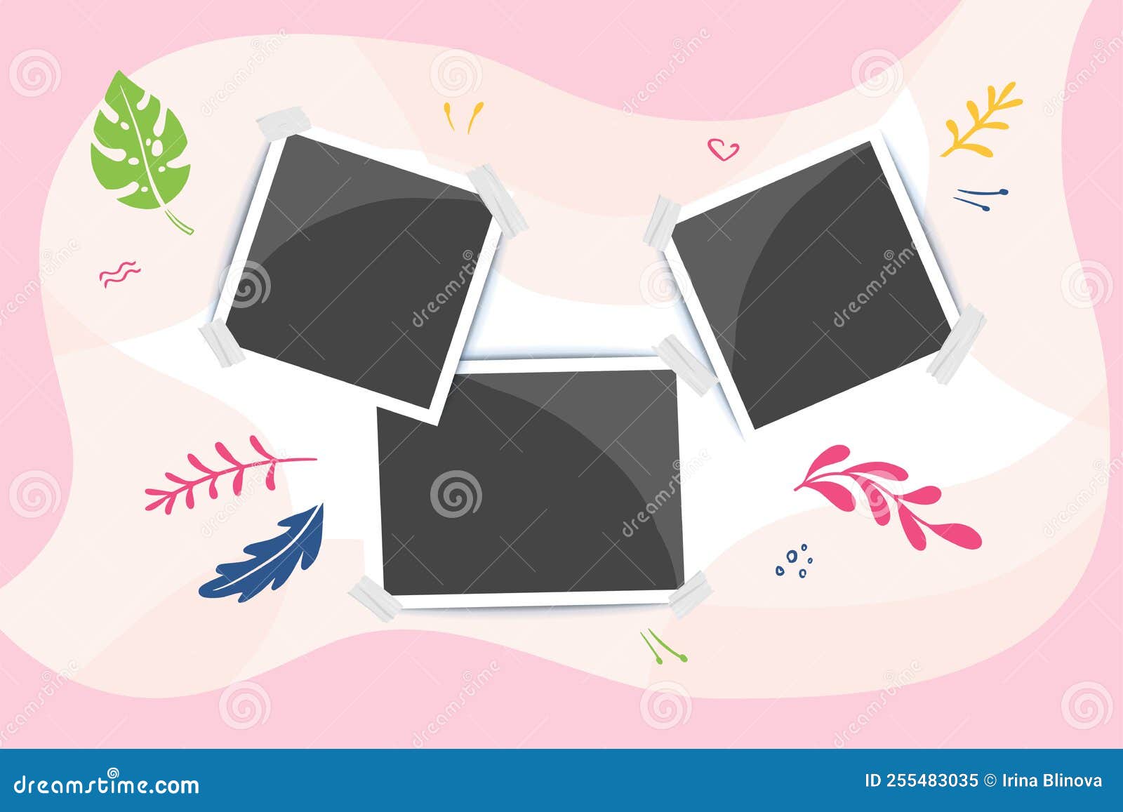 Template Polaroid Photography Background For Design Cartoon Vector ...