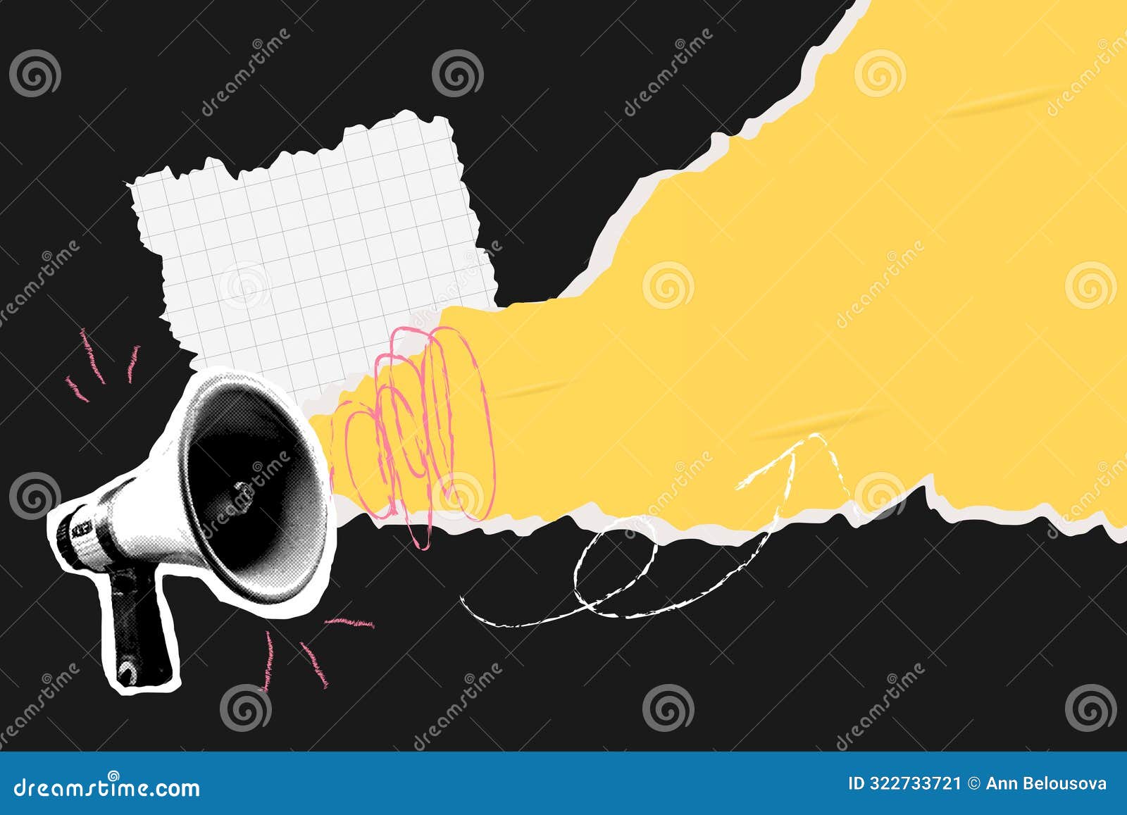 Template for Pop Collage. Megaphone and Space for the Inscription ...