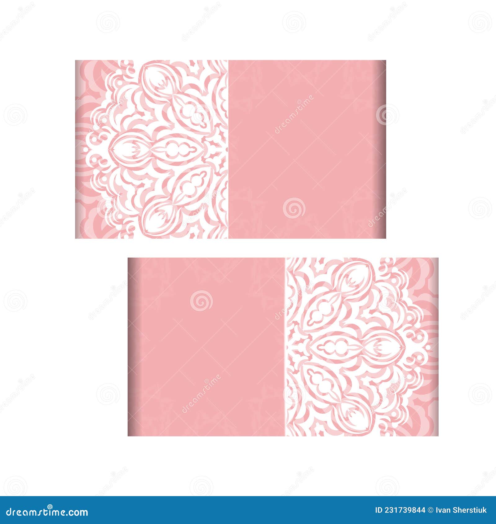 Template Postcard in Pink Color with Abstract White Pattern Prepared ...