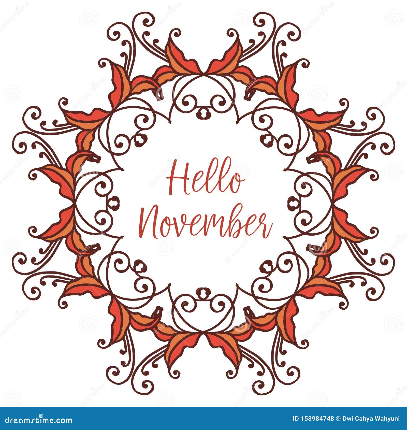 Template of Poster Hello November, with Pattern Art of Leaf Flower ...