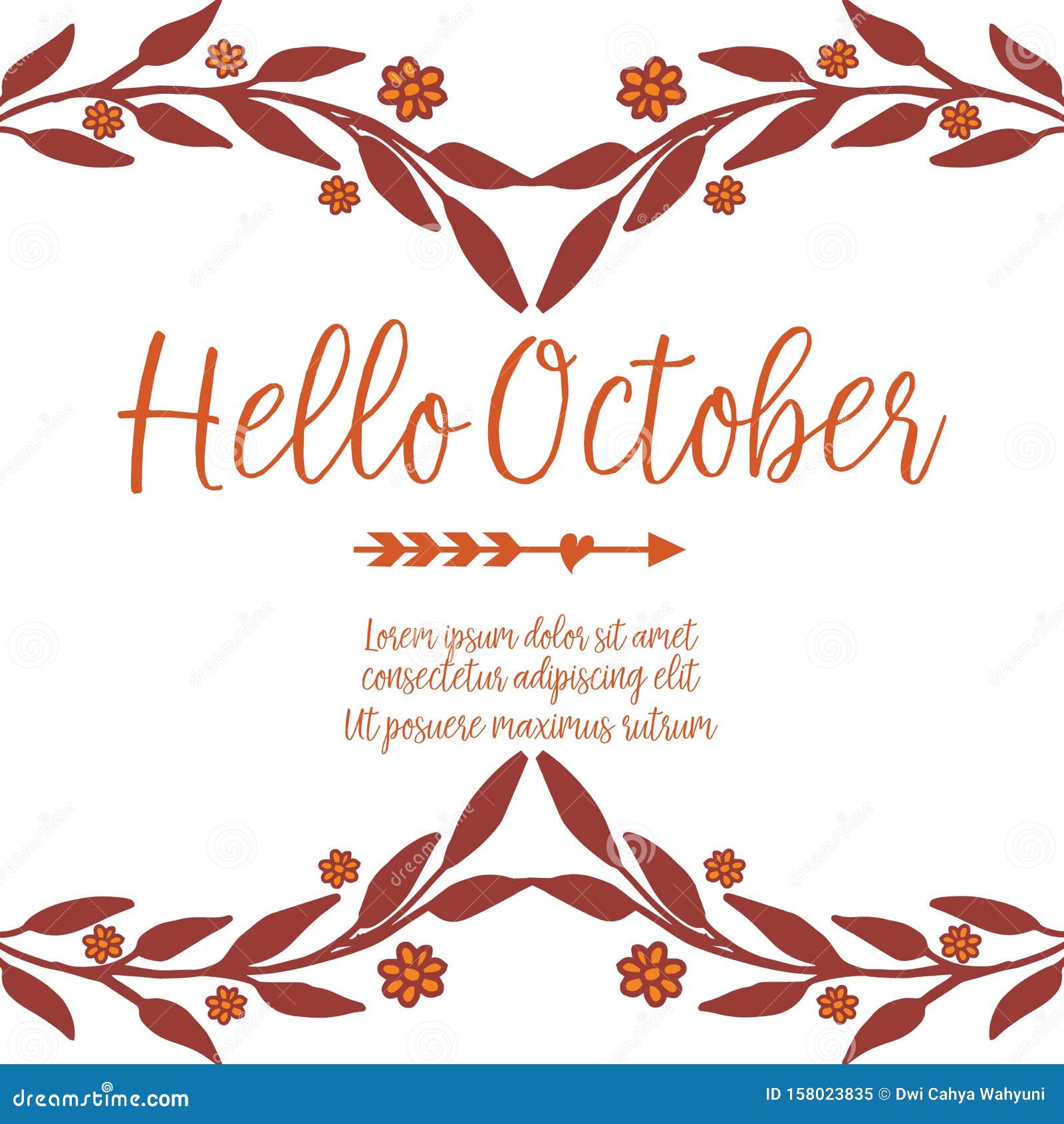 Template Poster Text of Hello October, Wallpaper Beautiful Leaf Flower ...