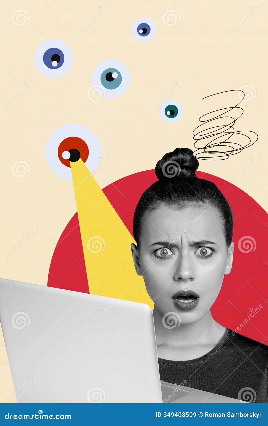 Template Poster Trend Artwork 3D Collage of Eye Hacker Web Server Eye ...