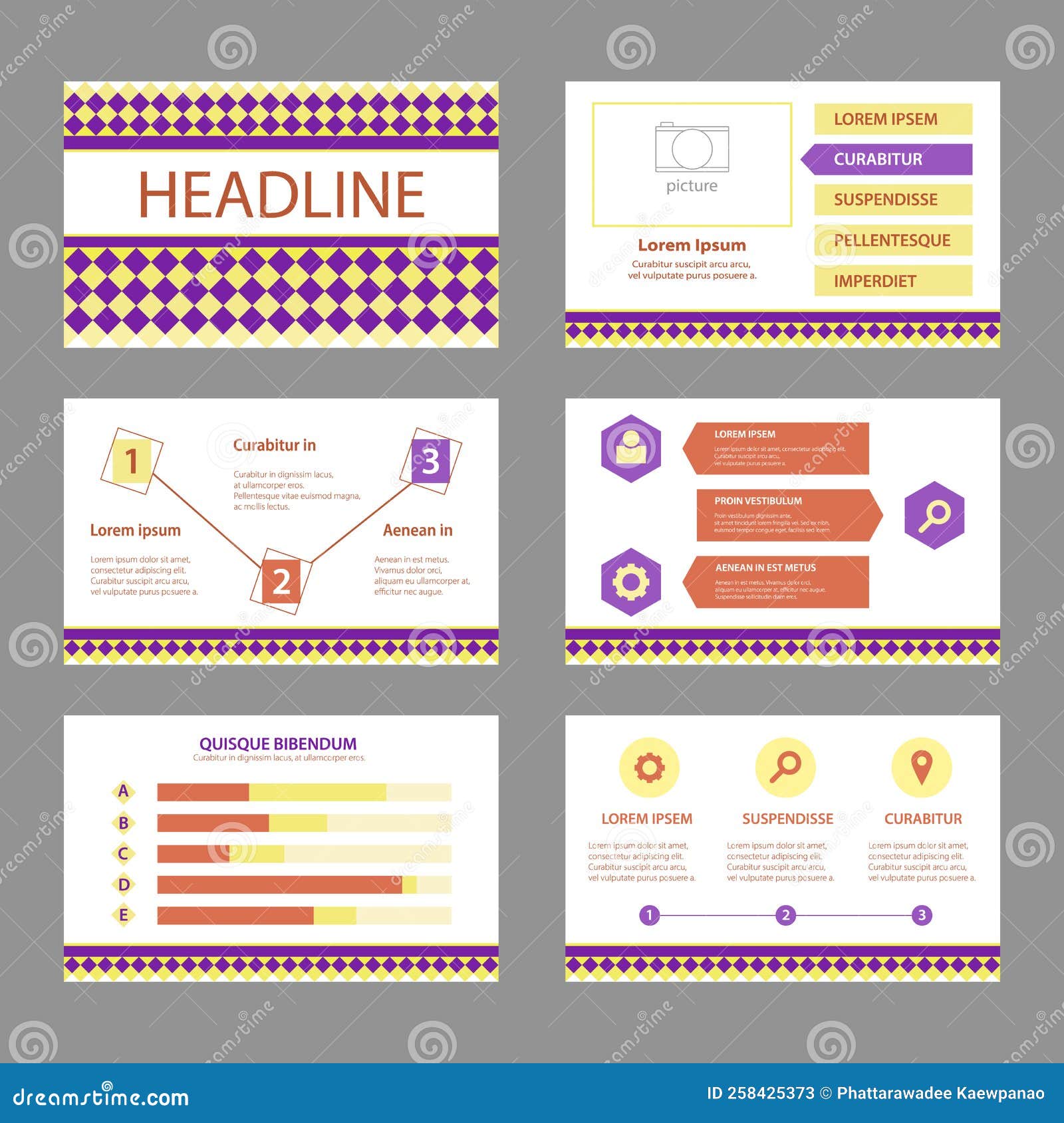 Template Powerpoint Purple and Yellow, Multipurpose Presentation ...