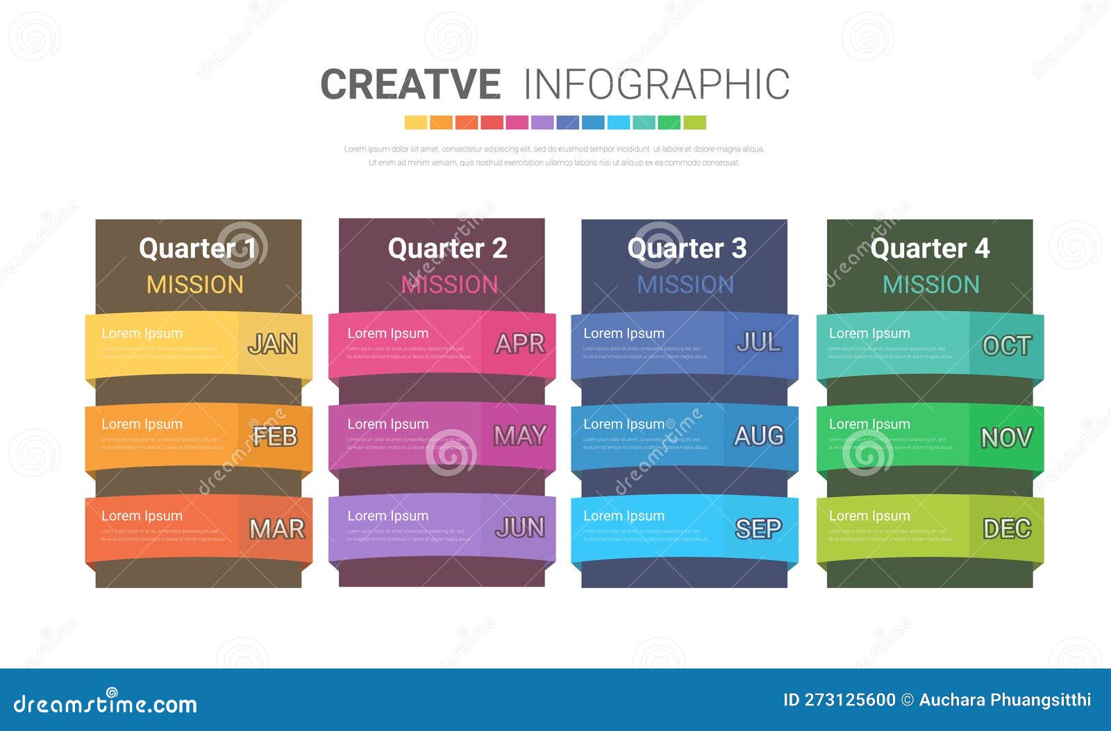 Template Presentation 4 Quarter, Calendar Presentation 12 Months ...