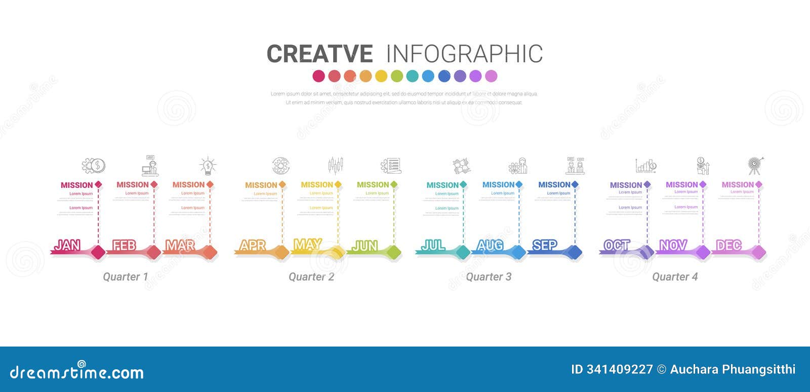 Template Presentation 4 Quarter, Calendar Presentation 12 Months ...