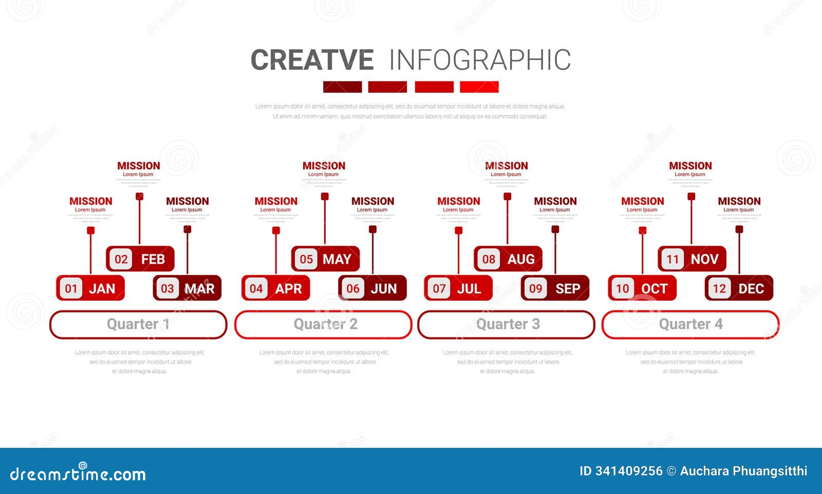 Template Presentation 4 Quarter, Calendar Presentation 12 Months ...