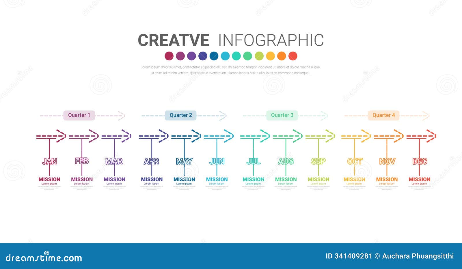 Template Presentation 4 Quarter, Calendar Presentation 12 Months ...