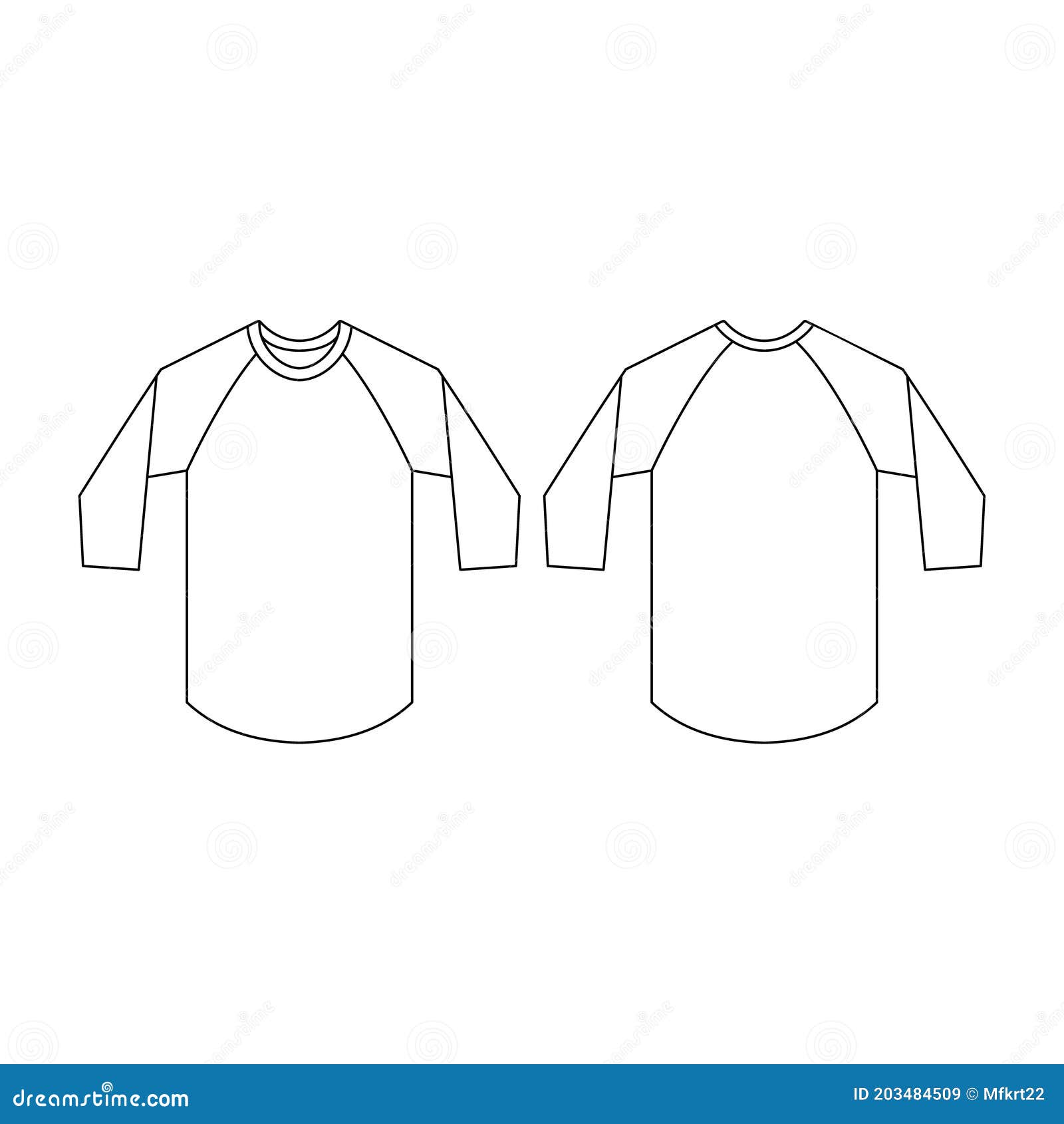 Template Raglan Vector Outline Template Clothing Stock Vector ...