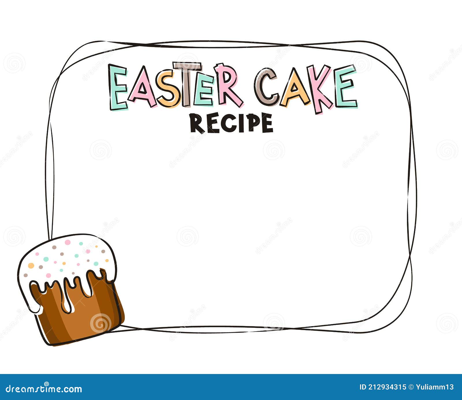 Template for the Recipe for Easter Cake Stock Vector - Illustration of ...
