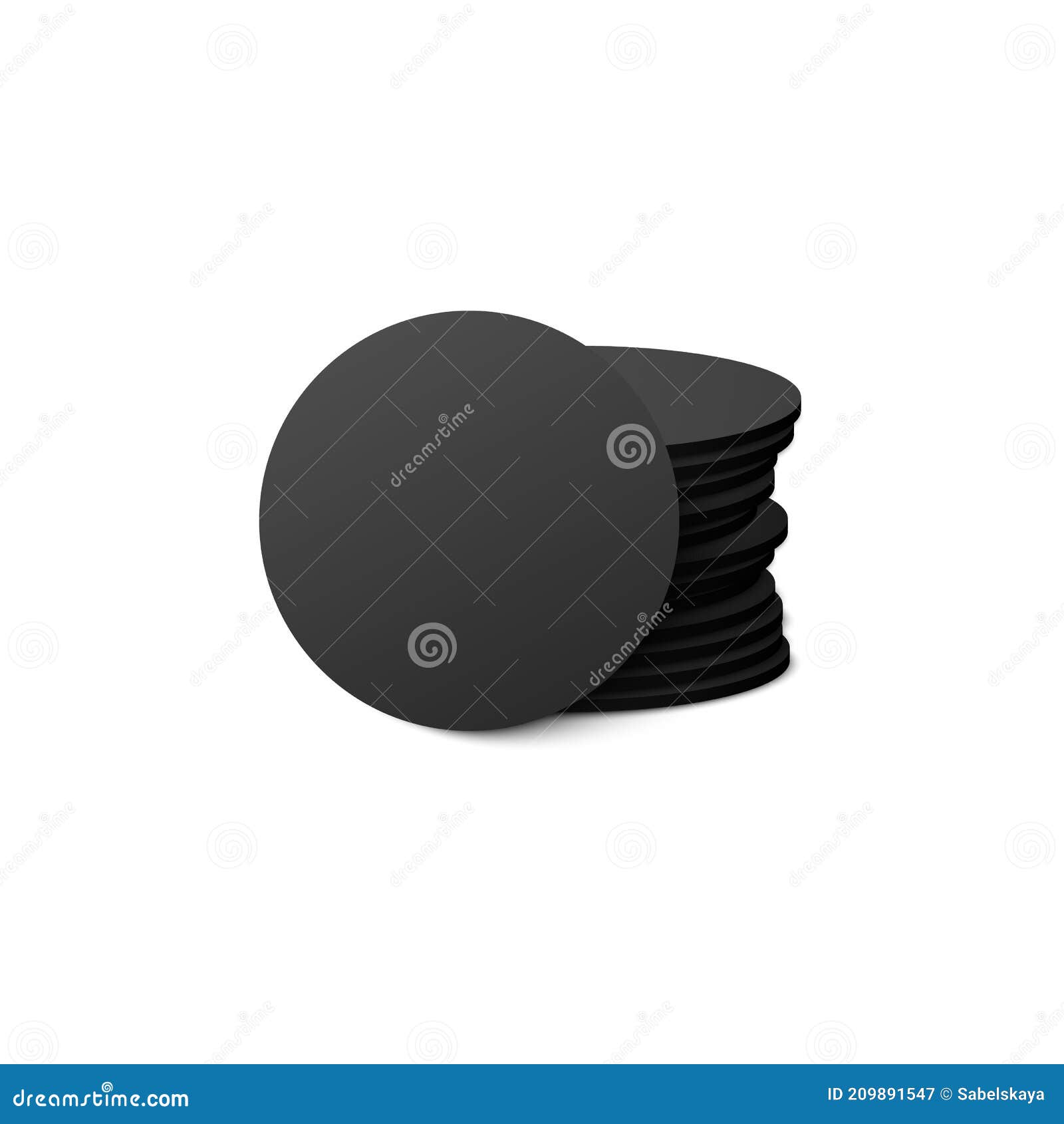 Template of Round Black Beer Coasters Realistic Vector Illustration ...