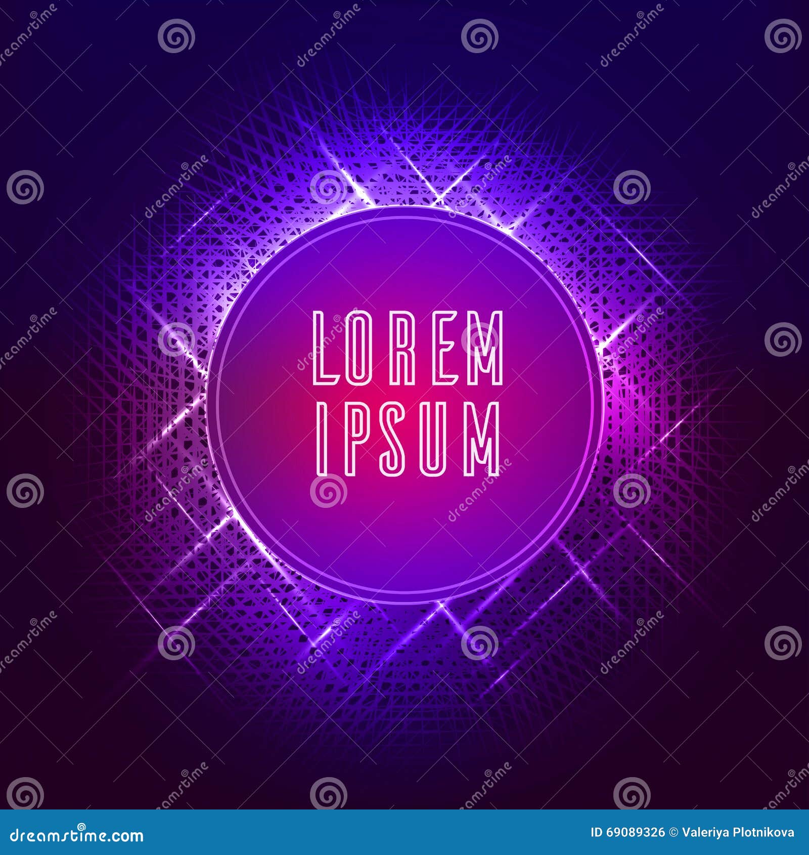 Template with a Round Frame and Strokes in Electro Style. Stock Vector ...