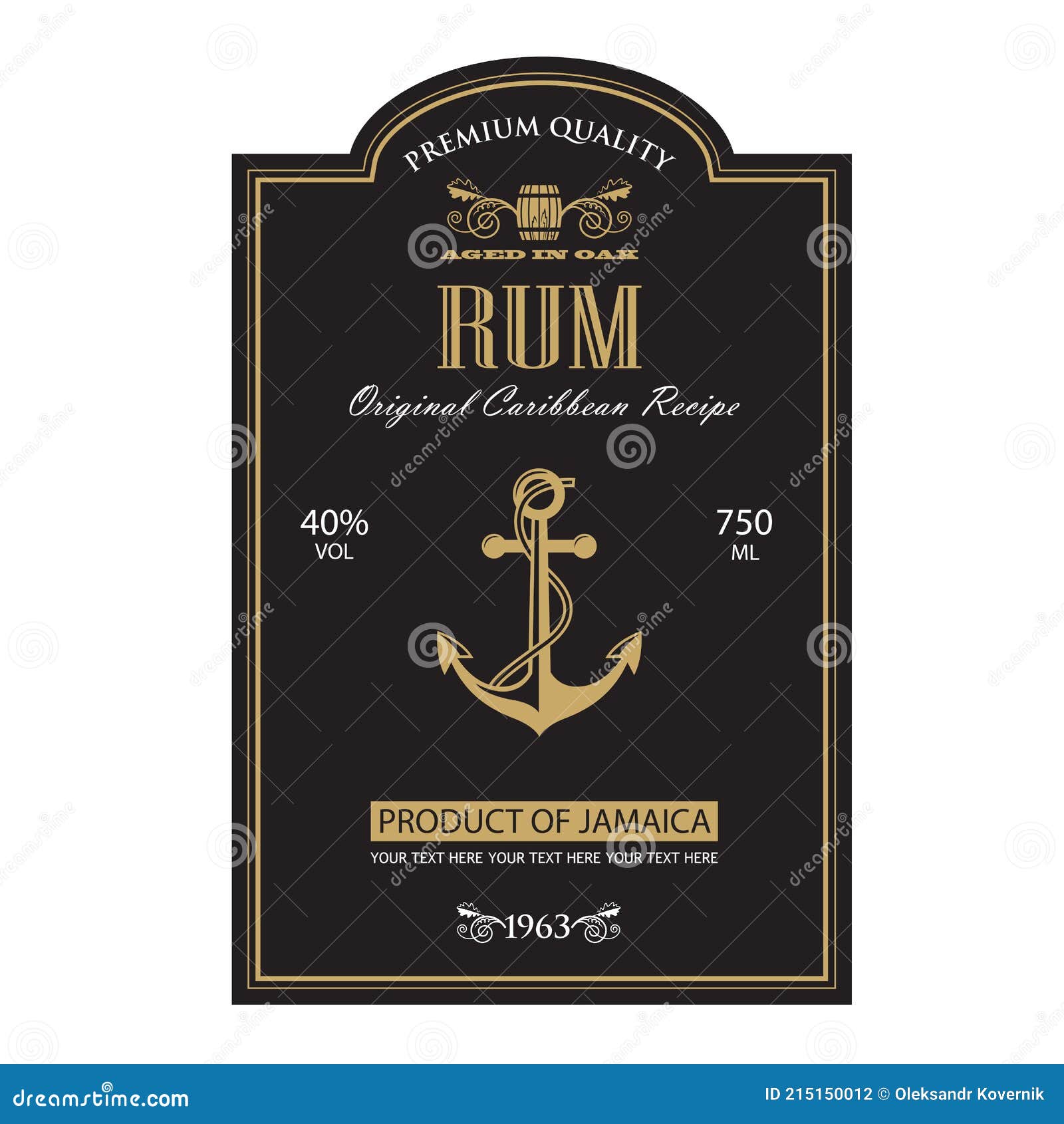 Template rum label stock vector. Illustration of premium - 215150012