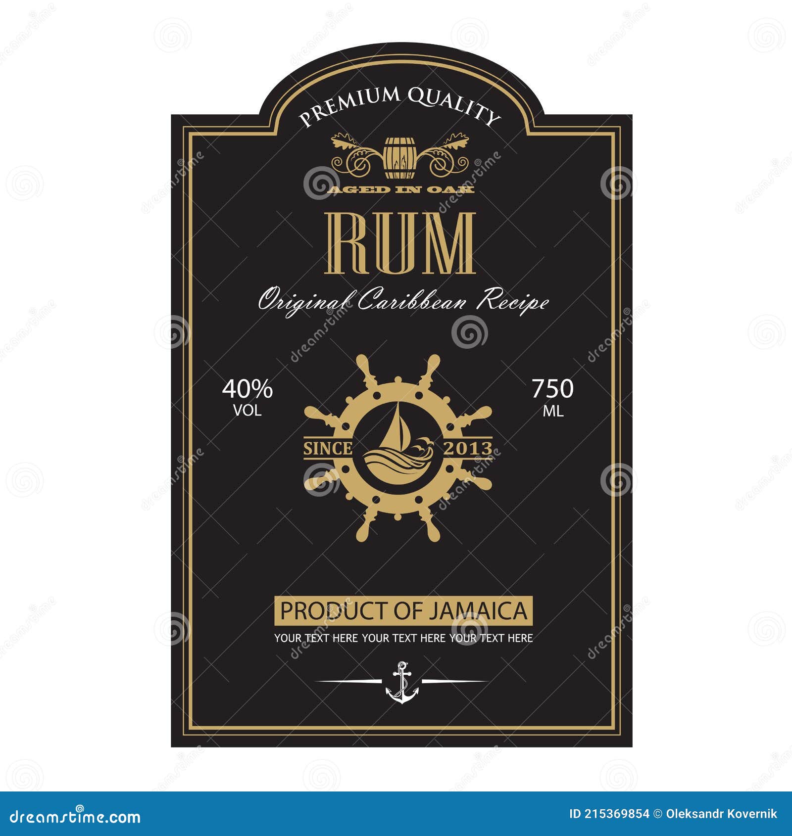 Template rum label stock vector. Illustration of emblem - 215369854