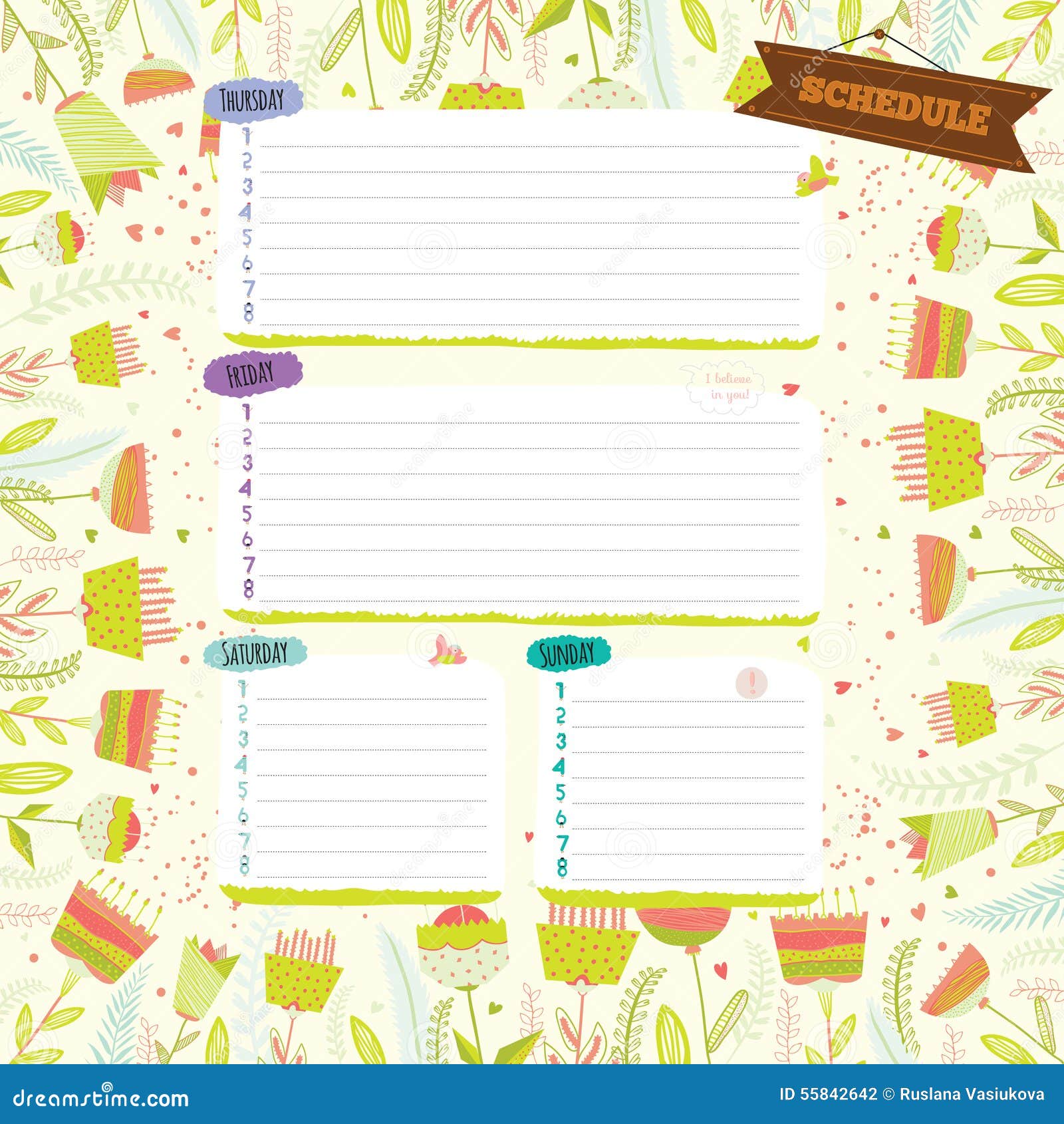 Template for School Notebook, Diary and Organizers Stock Vector ...
