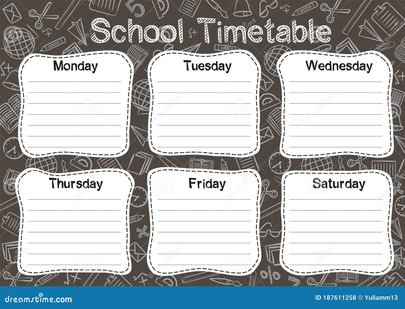 Template of a School Schedule for Students Stock Vector - Illustration ...