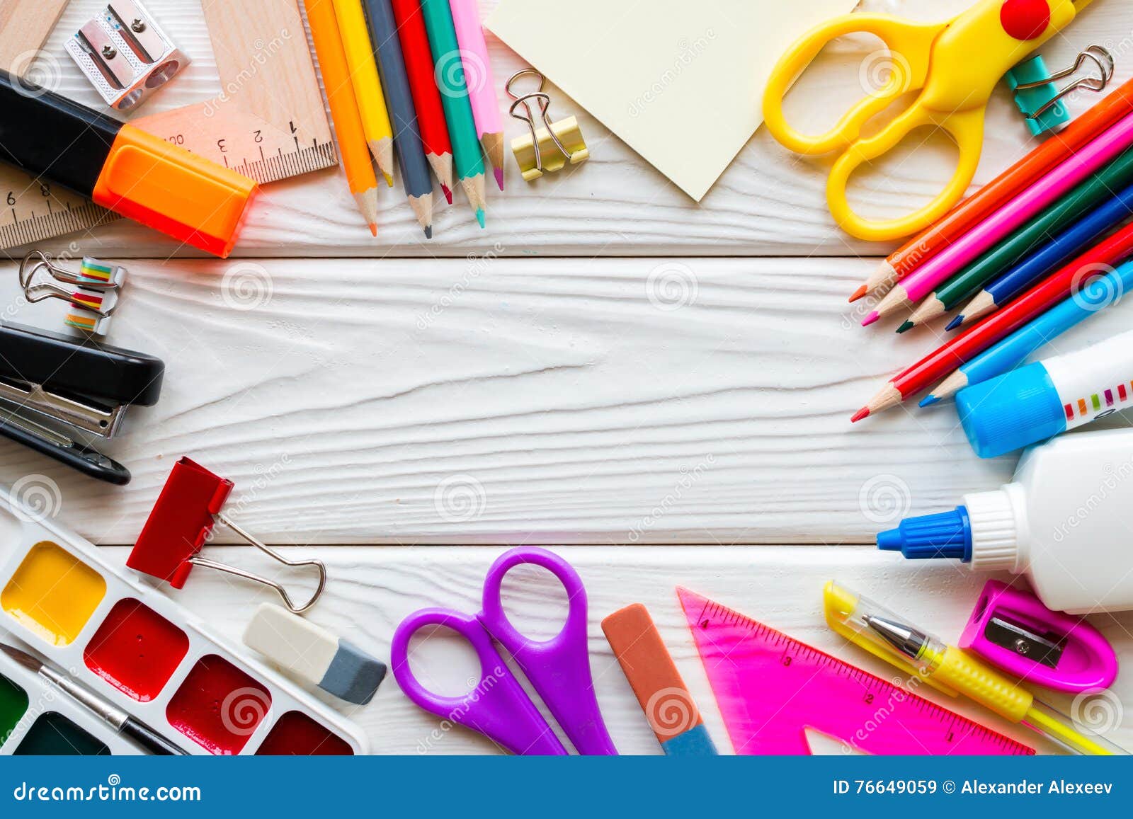 Template of School Supplies Stock Image - Image of group, pencil: 76649059