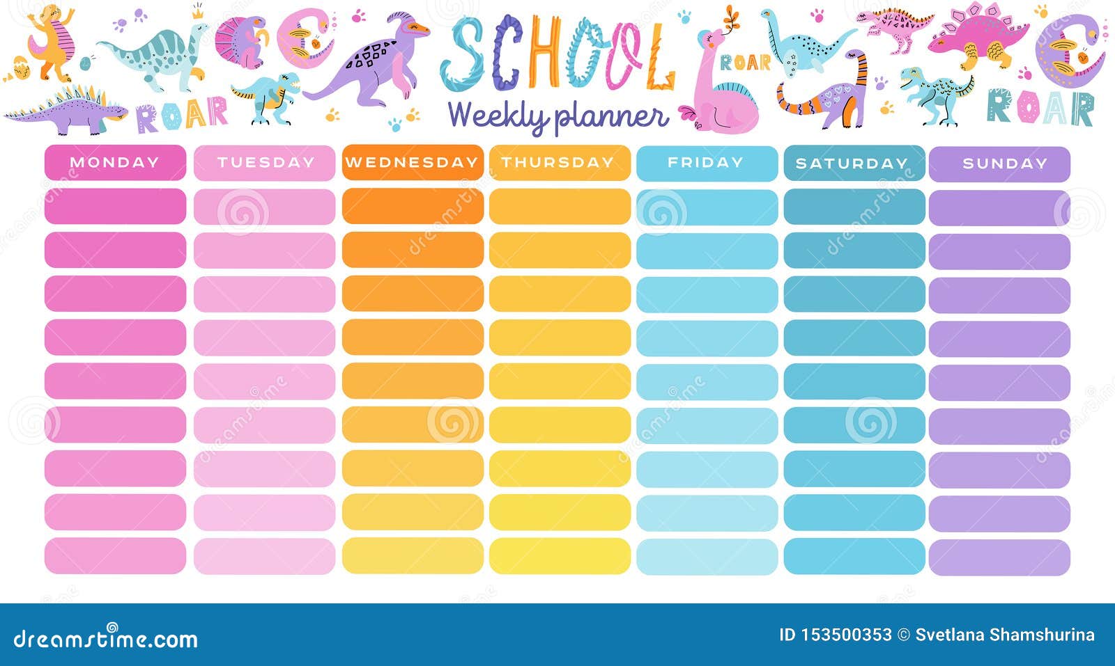 Template School Timetable. Illustration Includes Hand Drawn Elements of ...