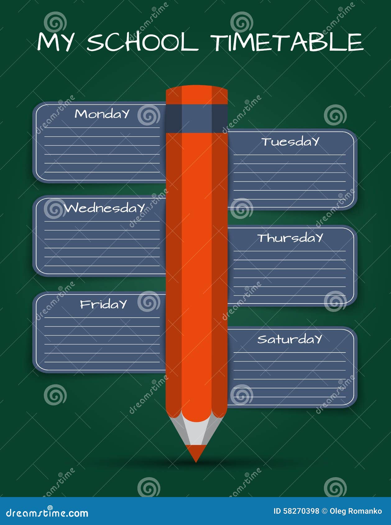 Template daily School Timetable Stock Vector - Illustration of green ...