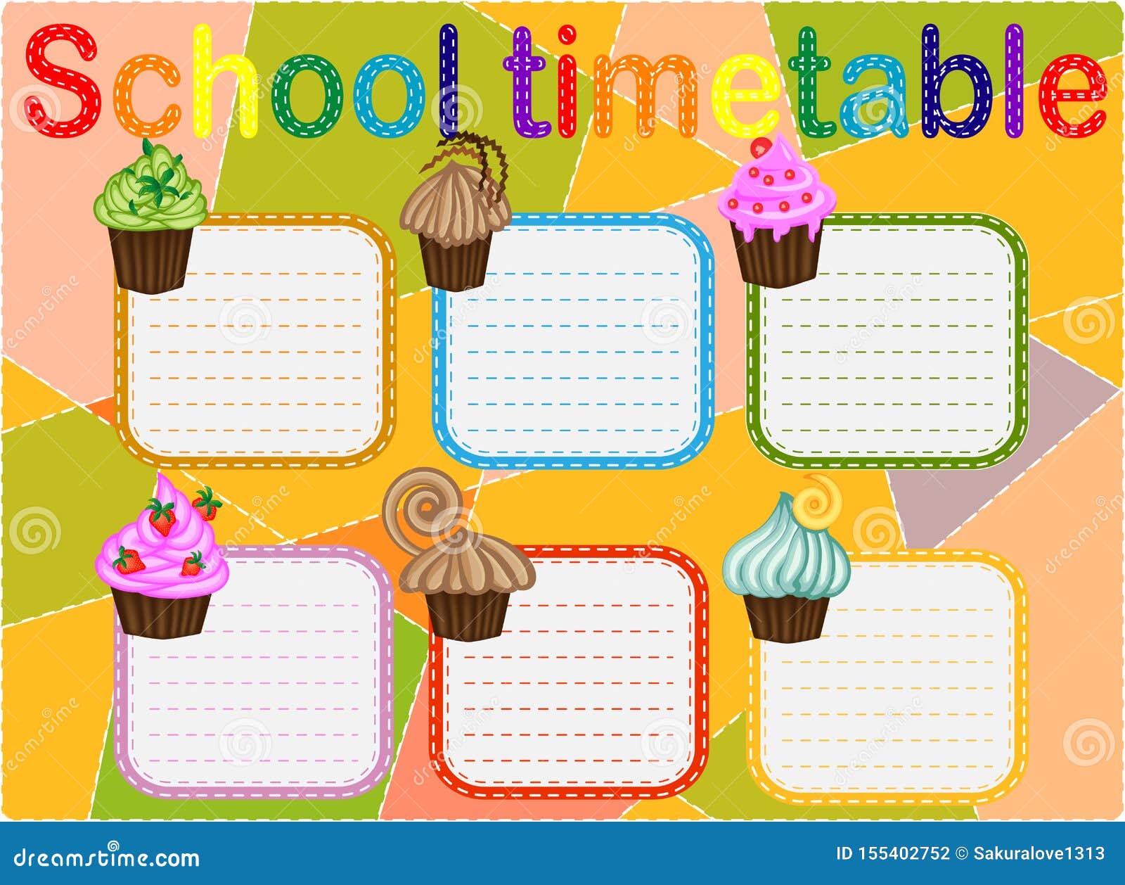 Template School Timetable for Students or Pupils with Days of Week and ...